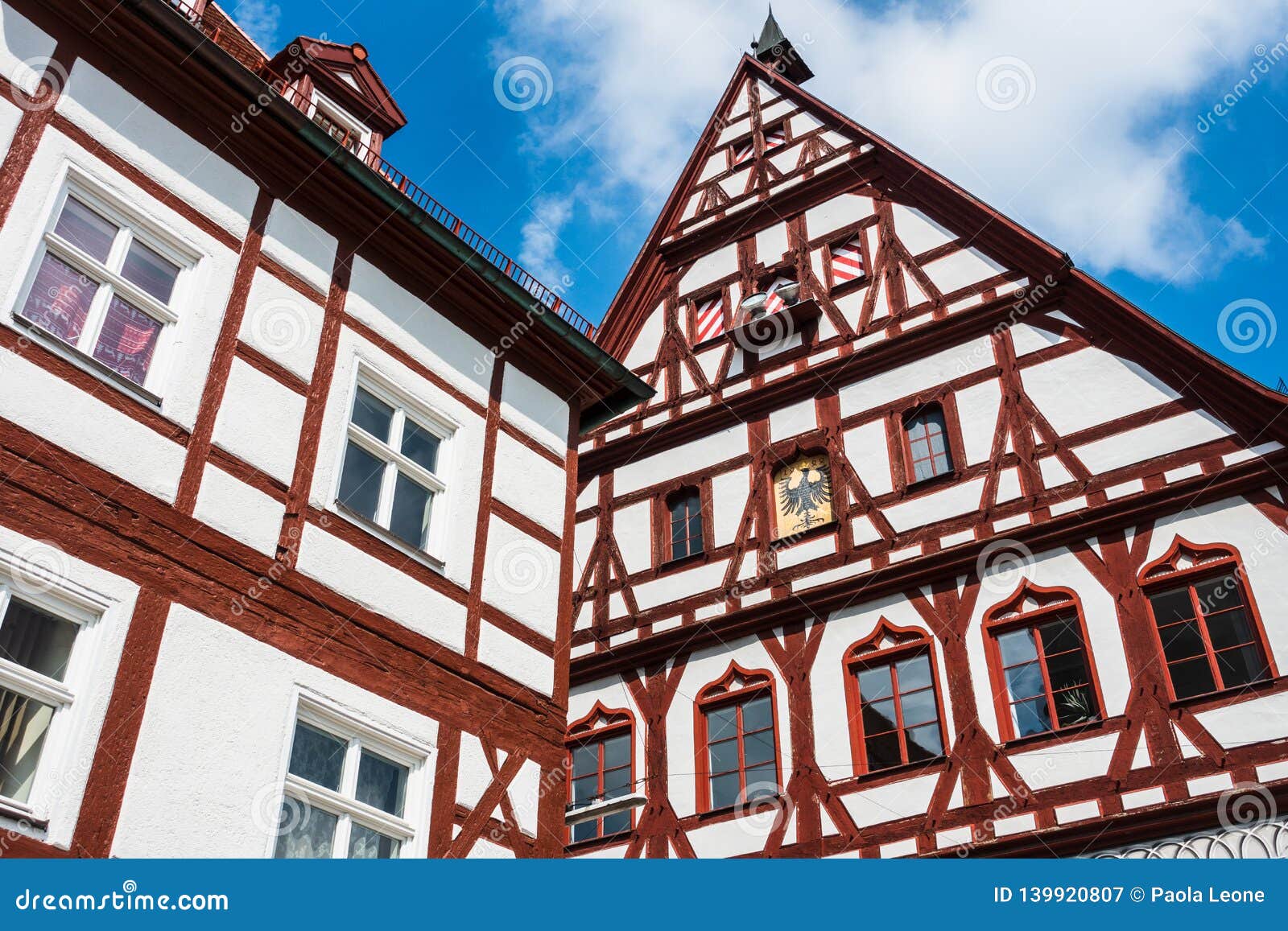 NOERDLINGEN, Germany- May 13, 2018: Typical German Half-Timbered House ...