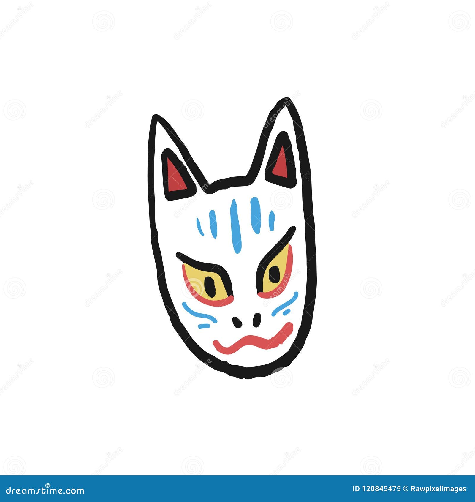 Noh Mask Kitsune Fox Illustration Stock Vector - Illustration of drama ...