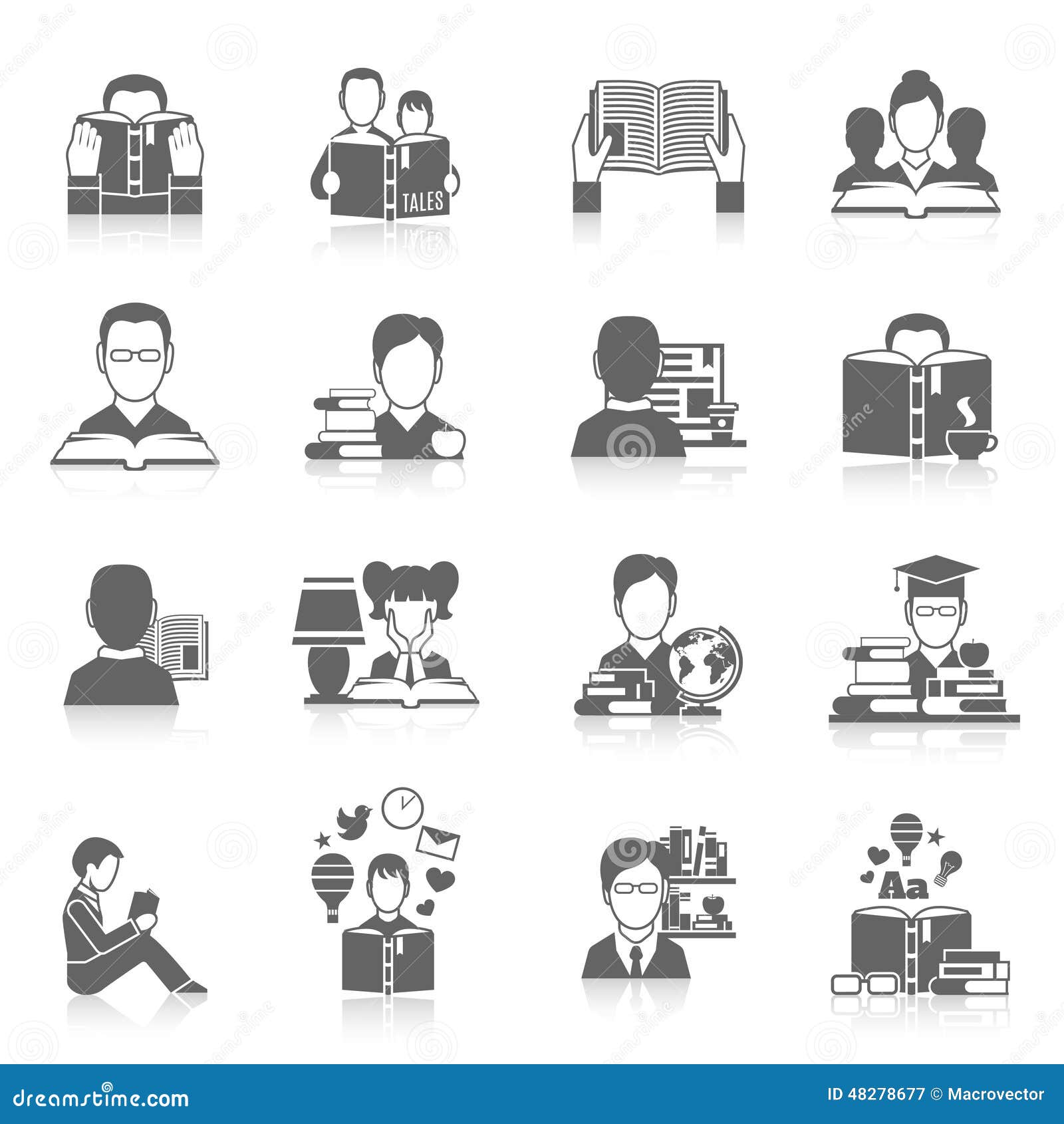 Noir d'icône de lecture illustration de vecteur. Illustration du ...