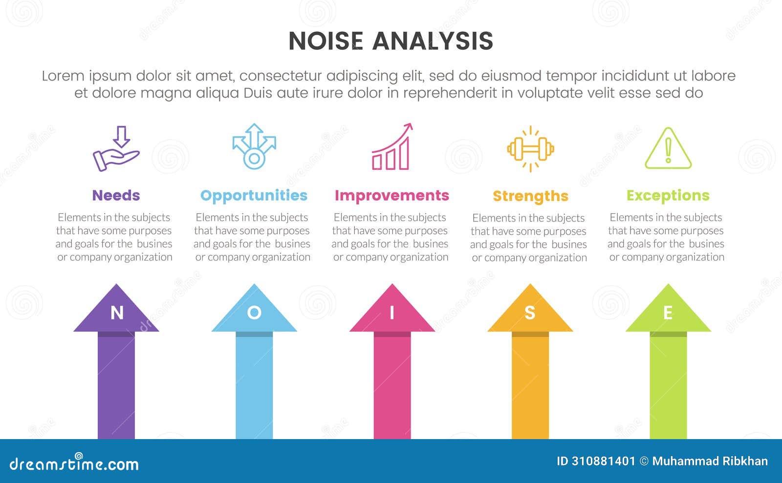 Noise Business Strategic Infographic with Arrow Shape Top Direction ...