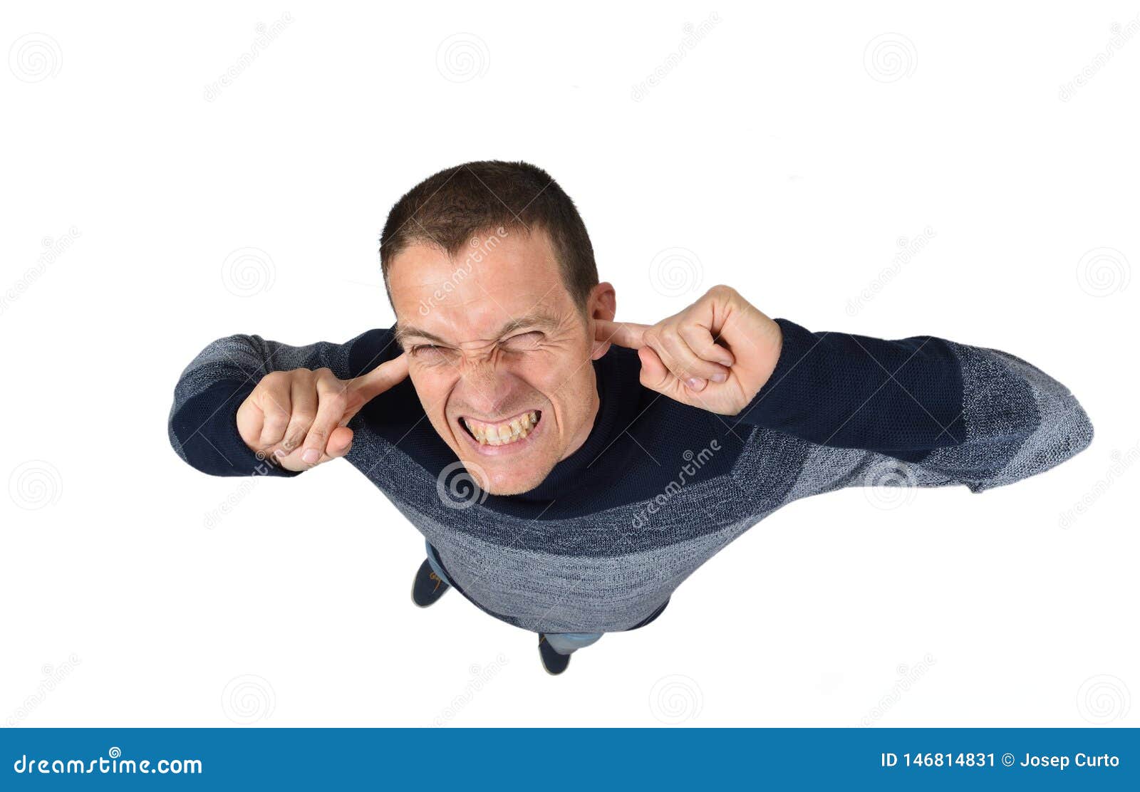 Noise Man on White Background Stock Image - Image of portrait, noisy ...