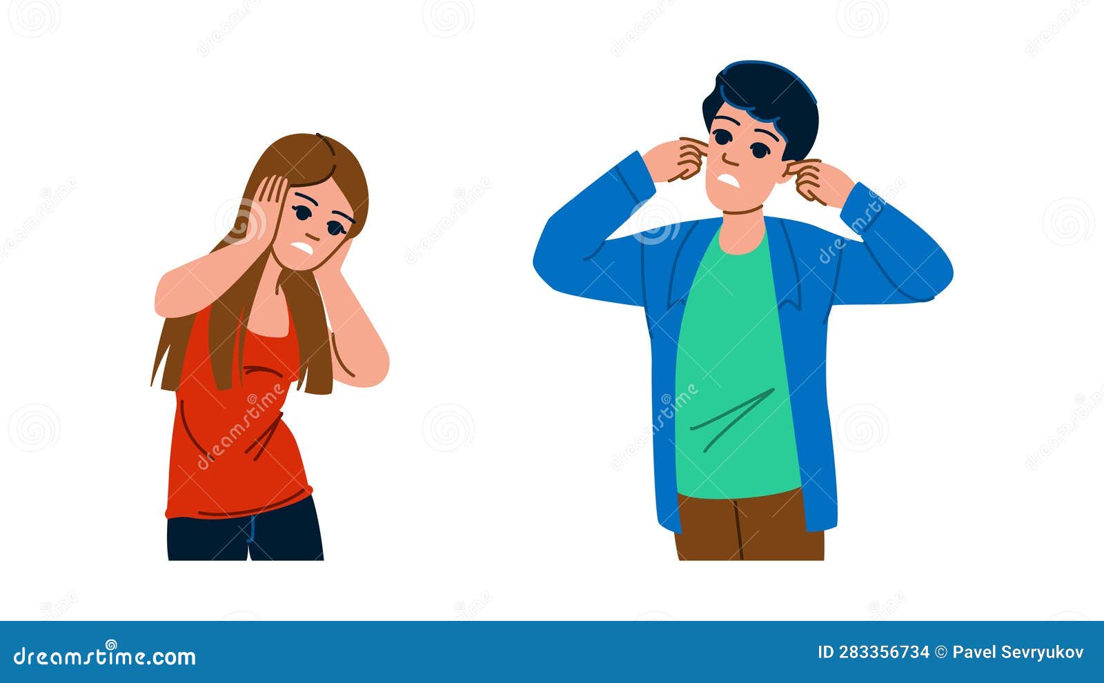 Noise plugging ears vector stock illustration. Illustration of noisy ...