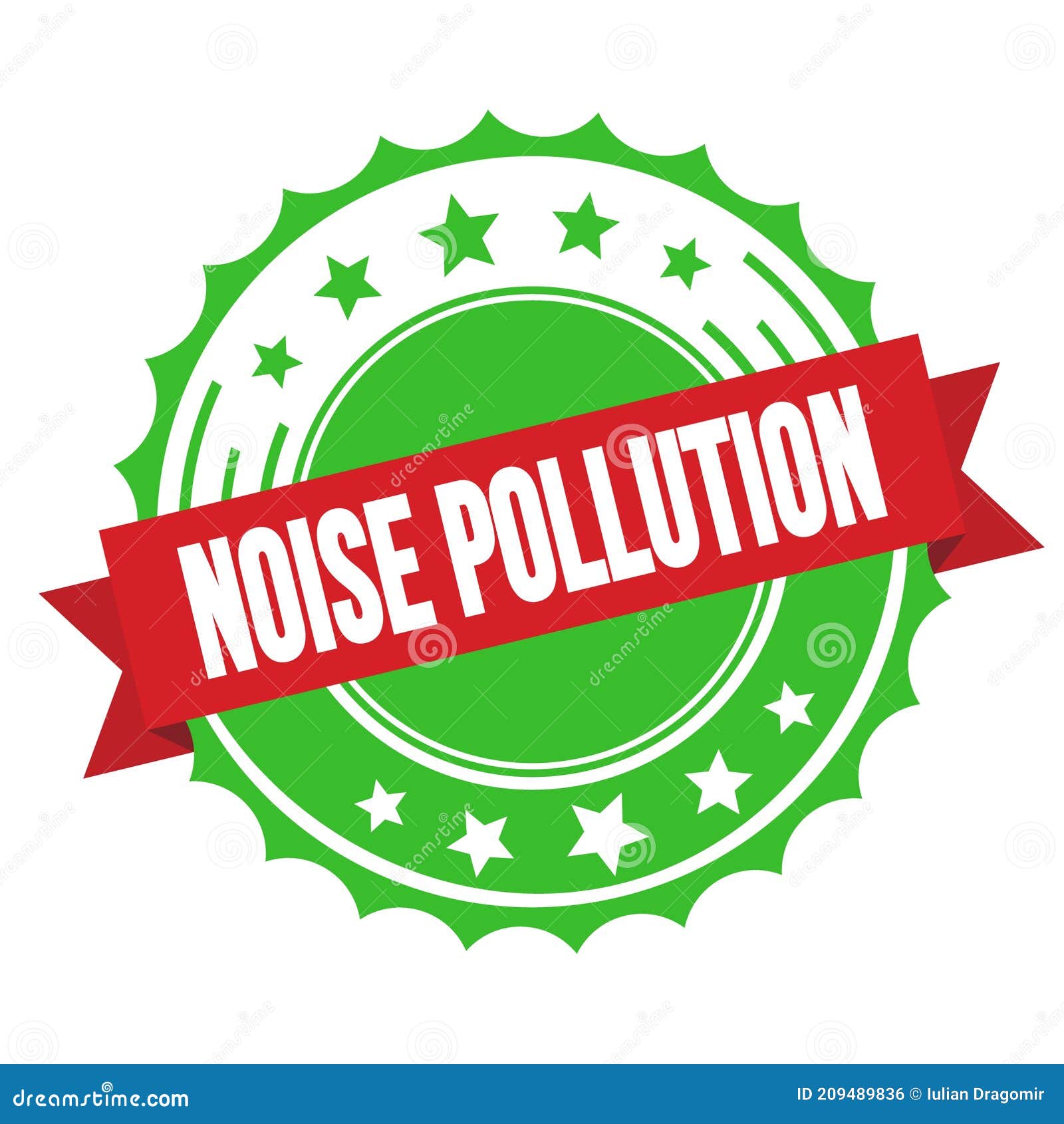 NOISE POLLUTION Text on Red Green Ribbon Stamp Stock Illustration ...