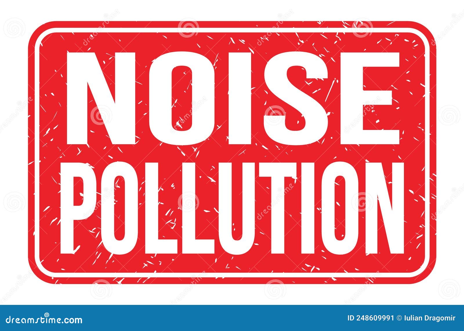 NOISE POLLUTION, Words on Red Rectangle Stamp Sign Stock Illustration ...