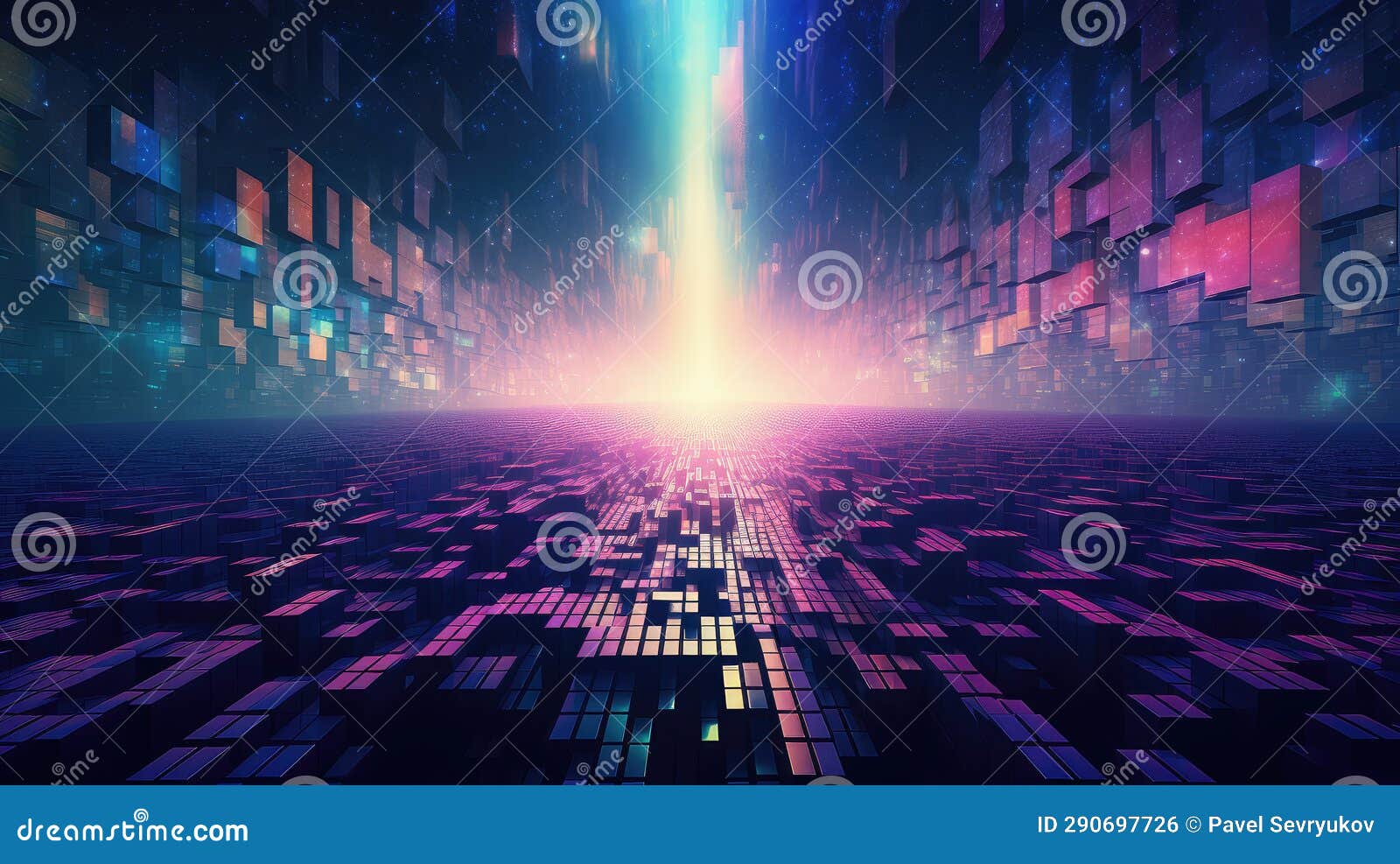 Pixel Dreams Retro Digital Computer Graphics Pixel Art Landscape - Blue ...