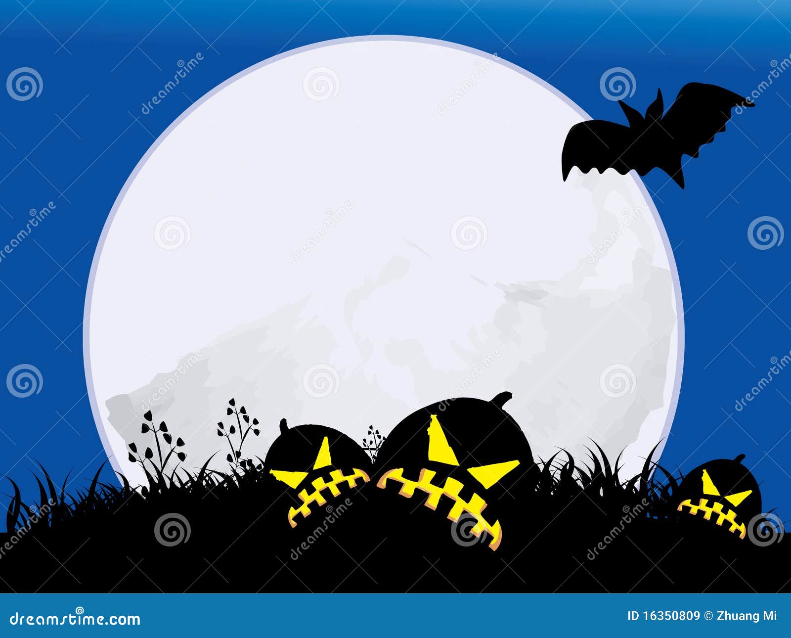 Noite De Halloween Com Lua Cheia Ilustração do Vetor - Ilustração de ...