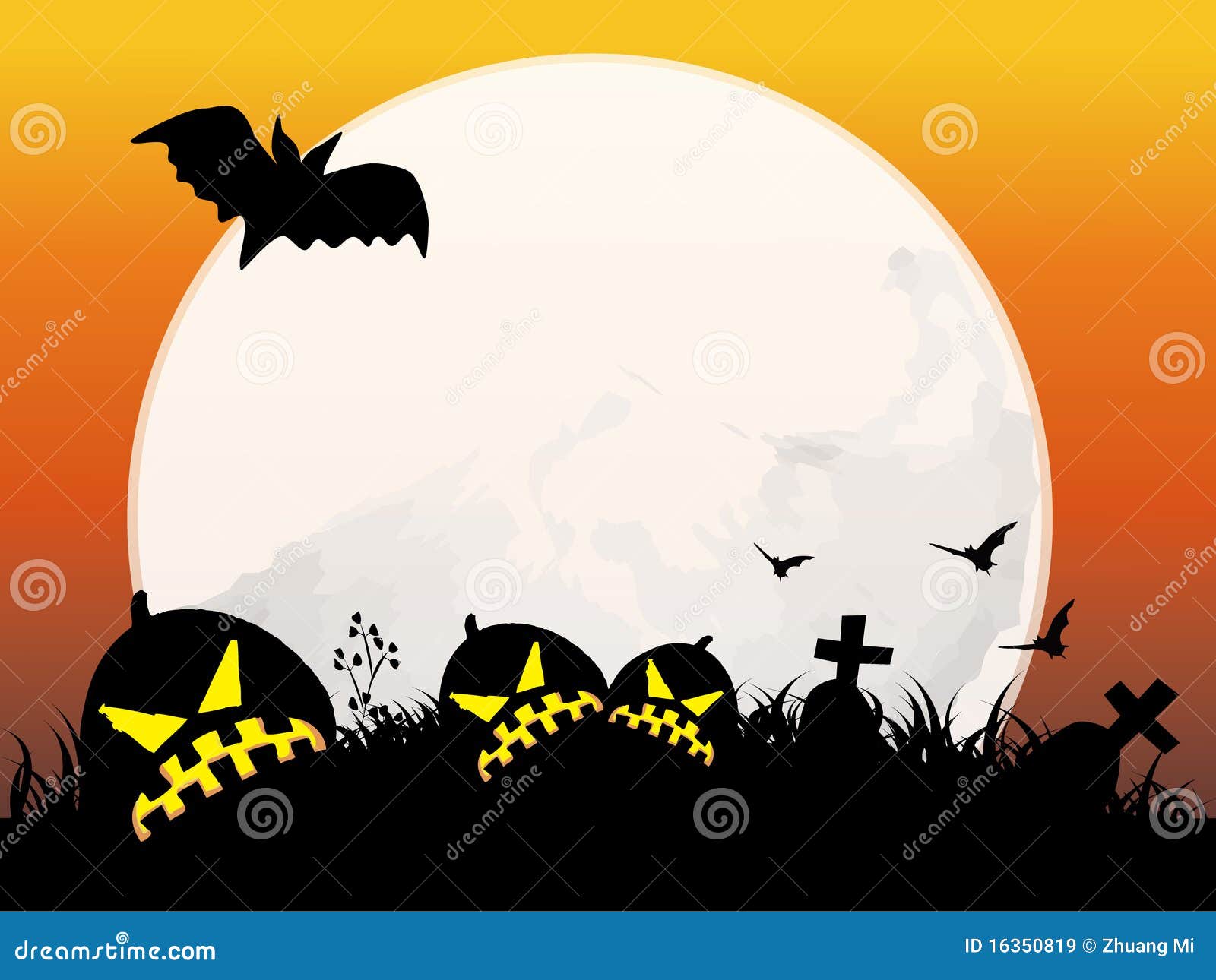 Noite De Halloween Com Lua Cheia Ilustração do Vetor - Ilustração de ...