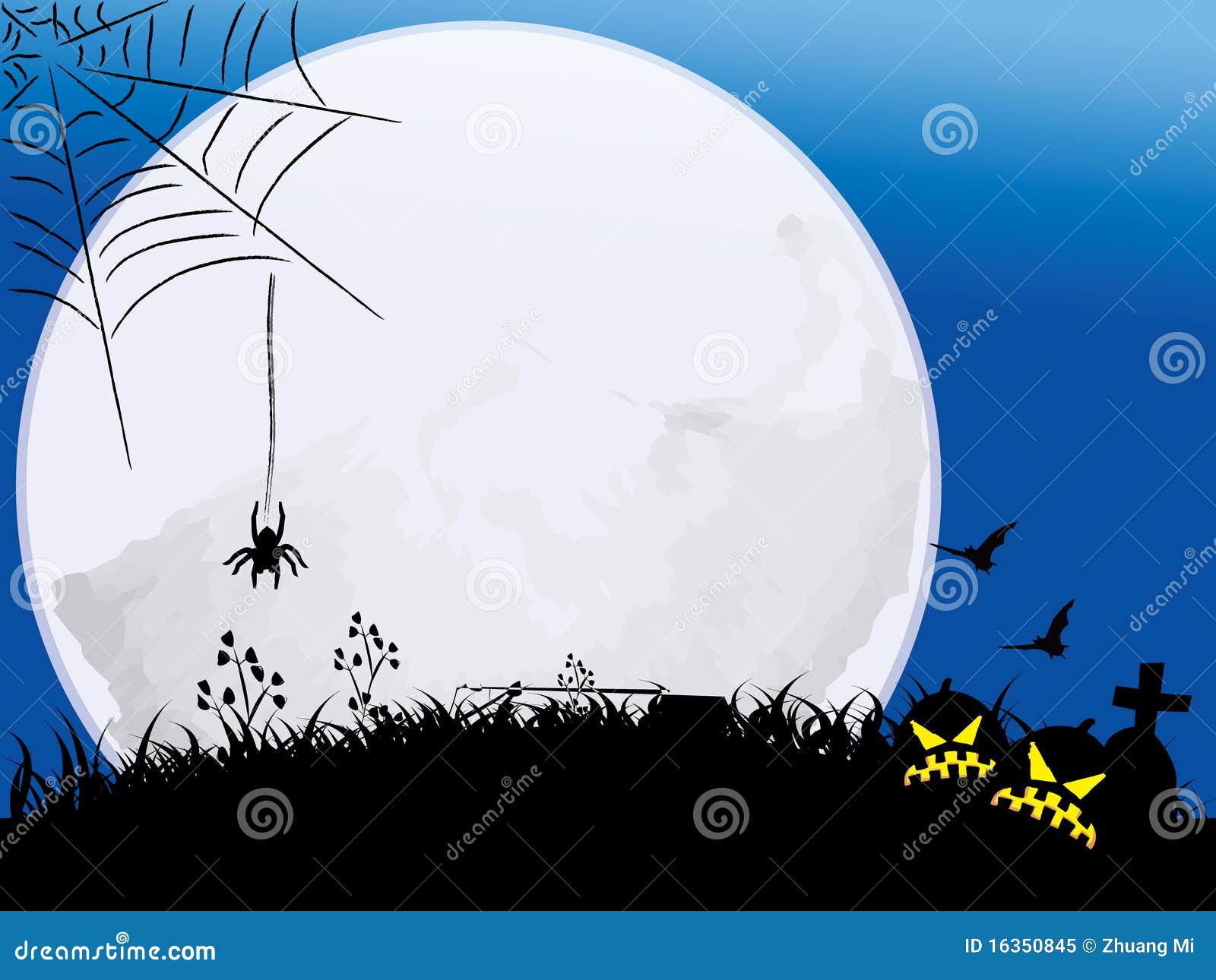 Noite De Halloween Com Lua Cheia Ilustração do Vetor - Ilustração de ...