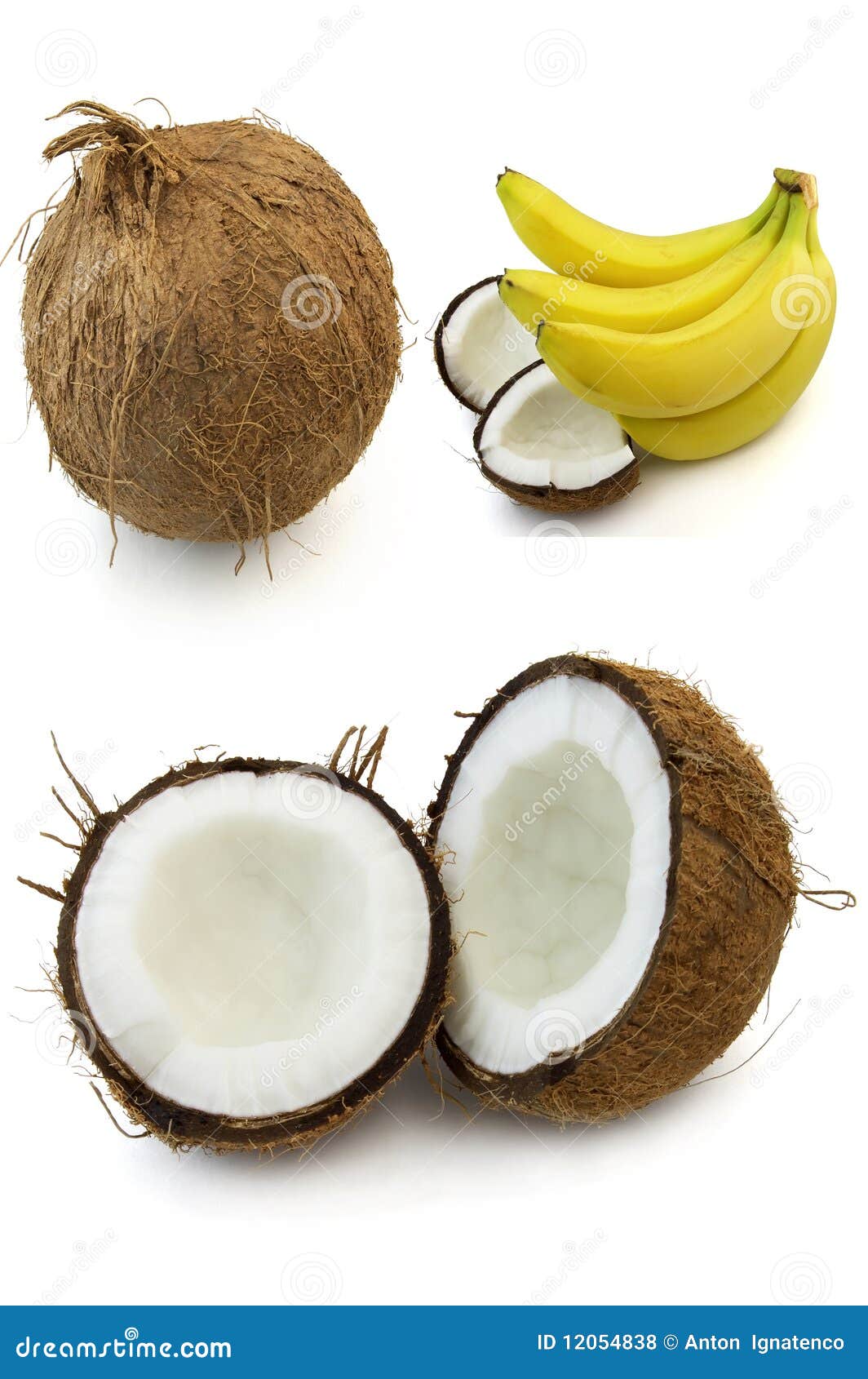 Noix de coco et banane photo stock. Image du demi, ingrédient - 12054838