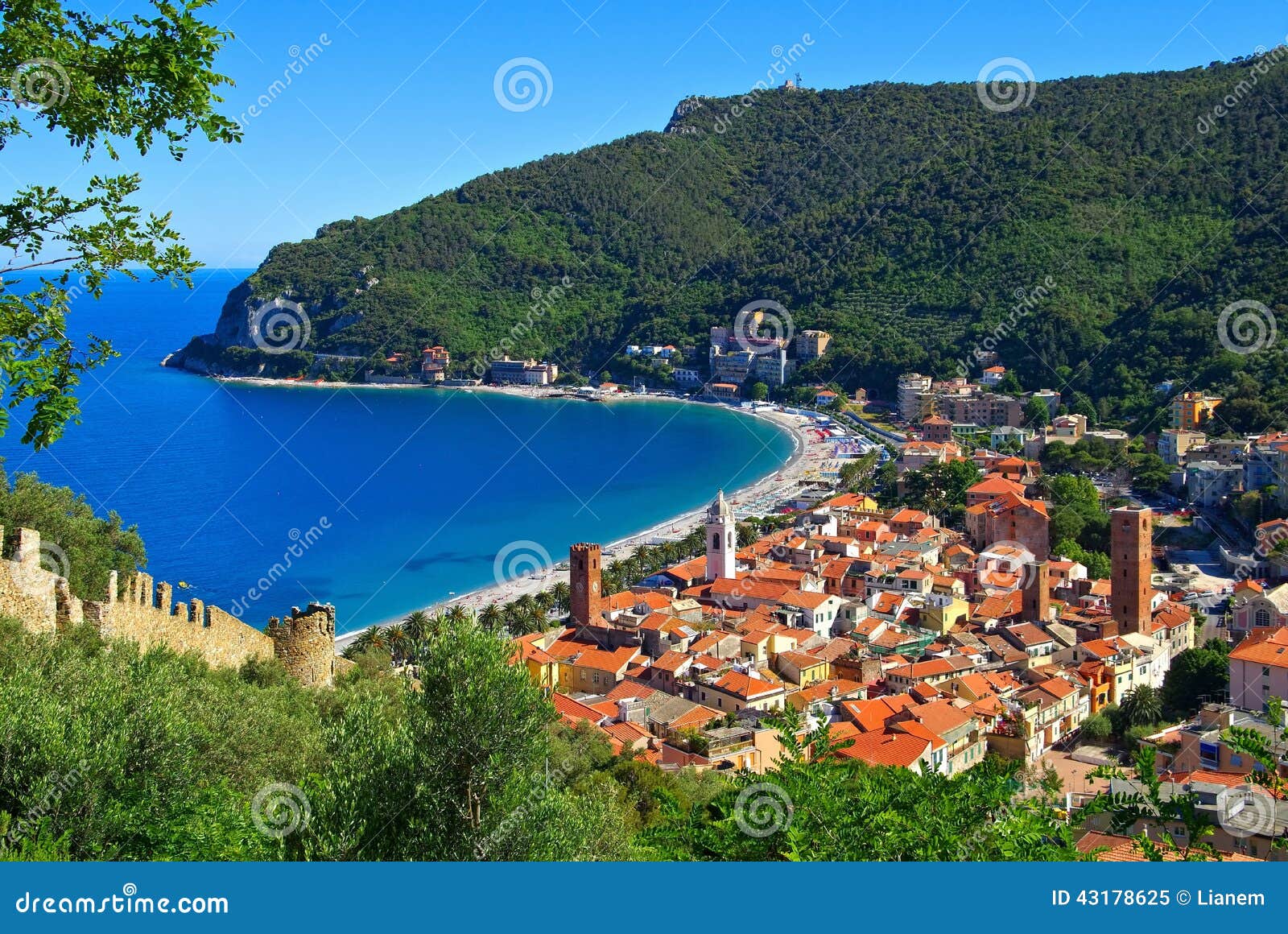 Noli stock image. Image of hill, castle, coast, ancient - 43178625