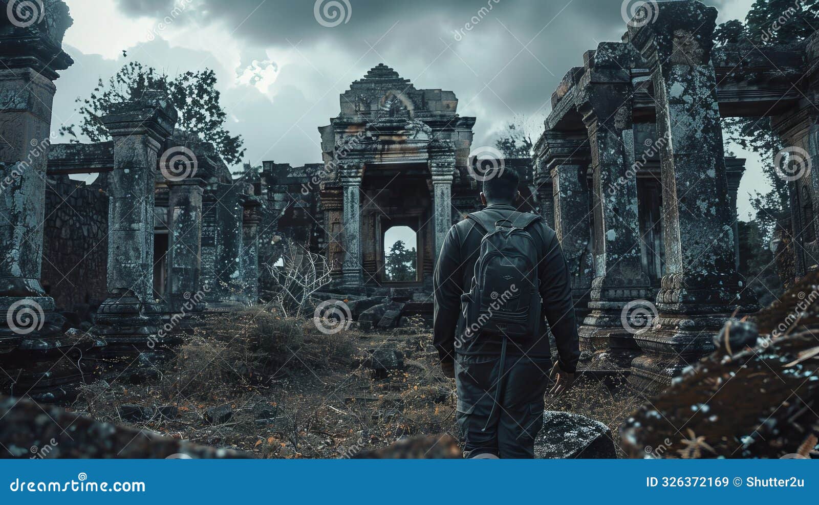 A Nomadic Wanderer Exploring Forgotten Ruins Searching For Forgotten ...