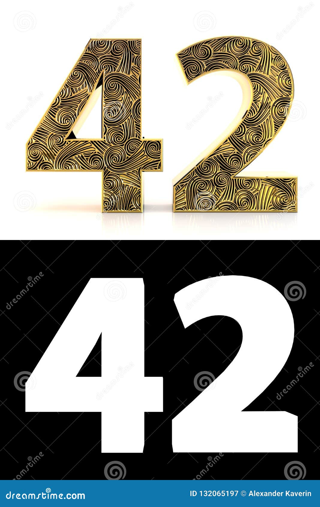 Nombre D'or Quarante-deux Ans De Style Zentangle Illustration Stock ...