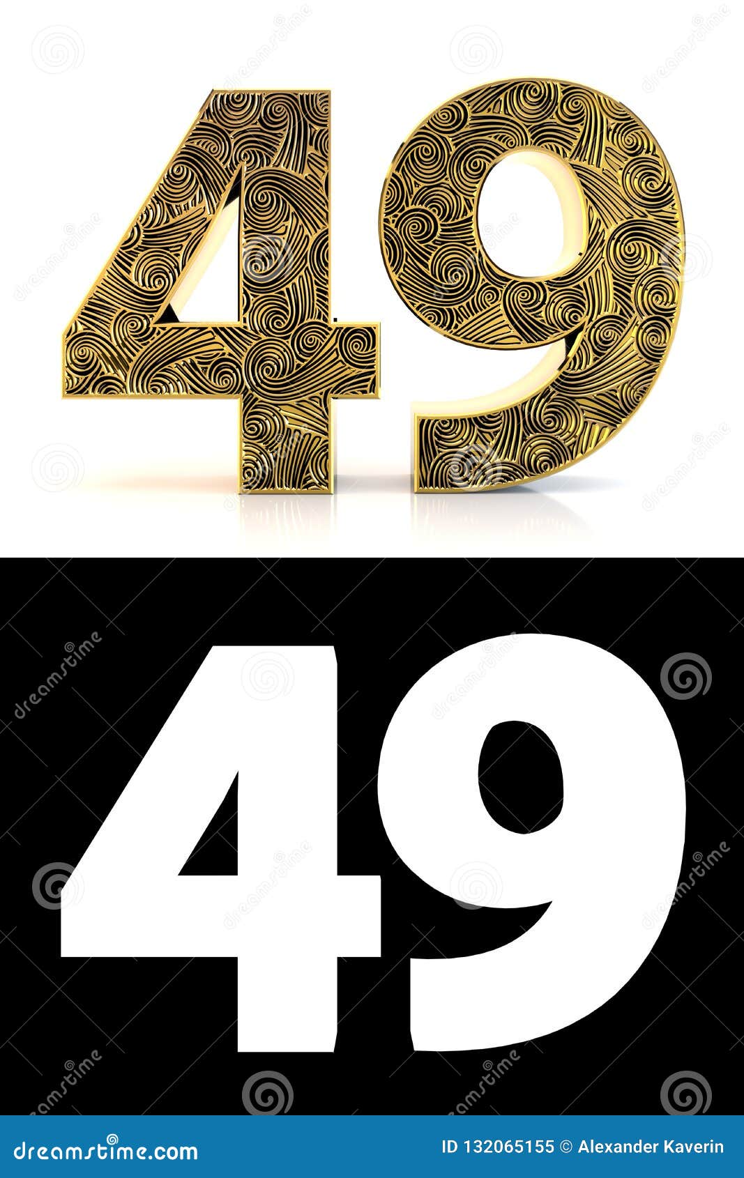 Nombre D'or Quarante-neuf Ans De Style Zentangle Illustration Stock ...