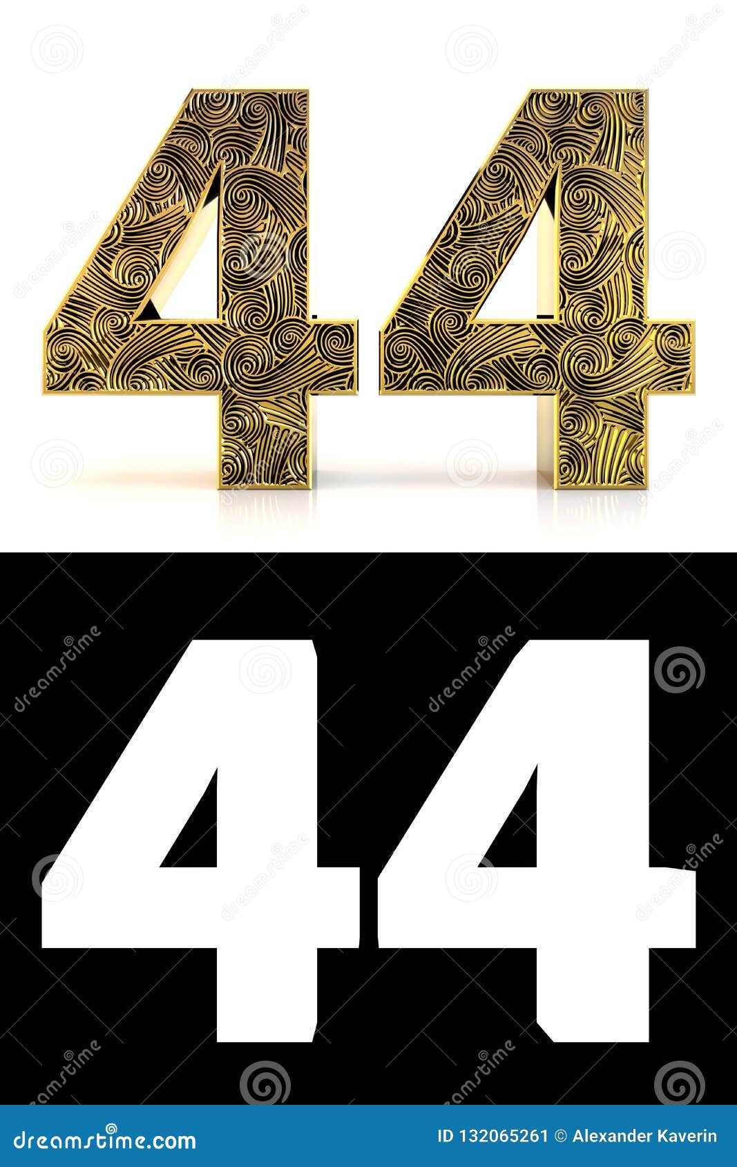 Nombre D'or Quarante-quatre Ans De Style Zentangle Illustration Stock ...