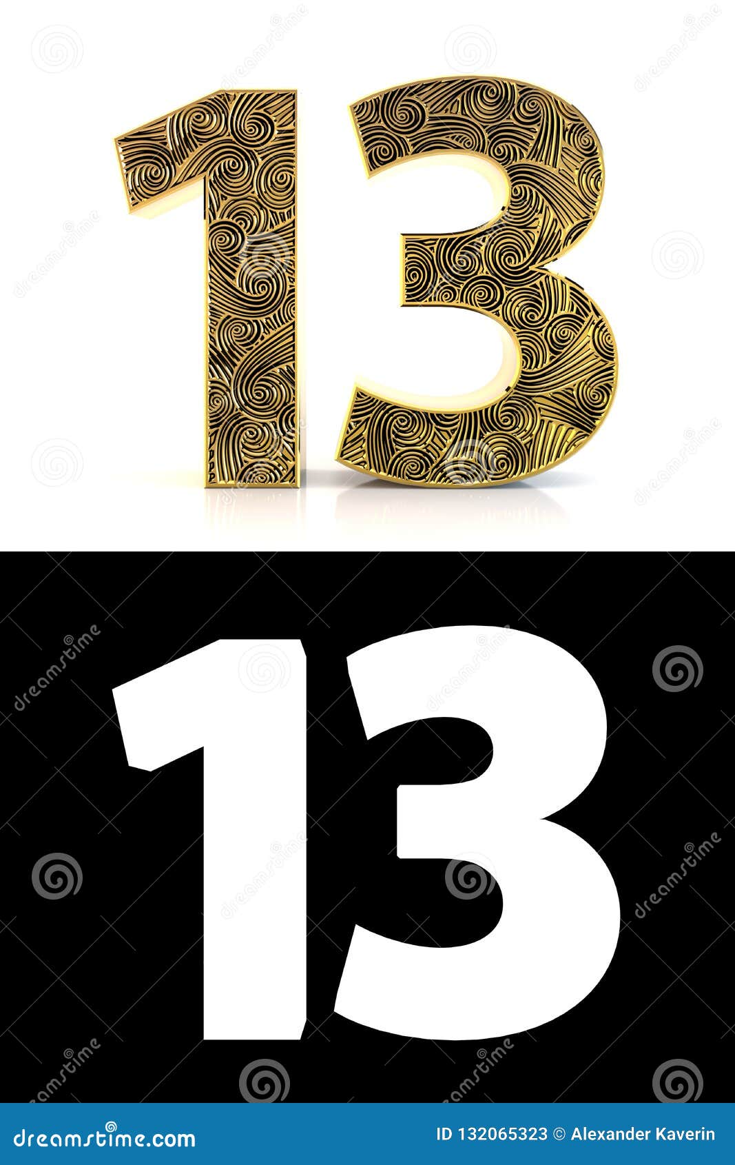 Nombre D'or Treize Ans De Style Zentangle Illustration Stock ...