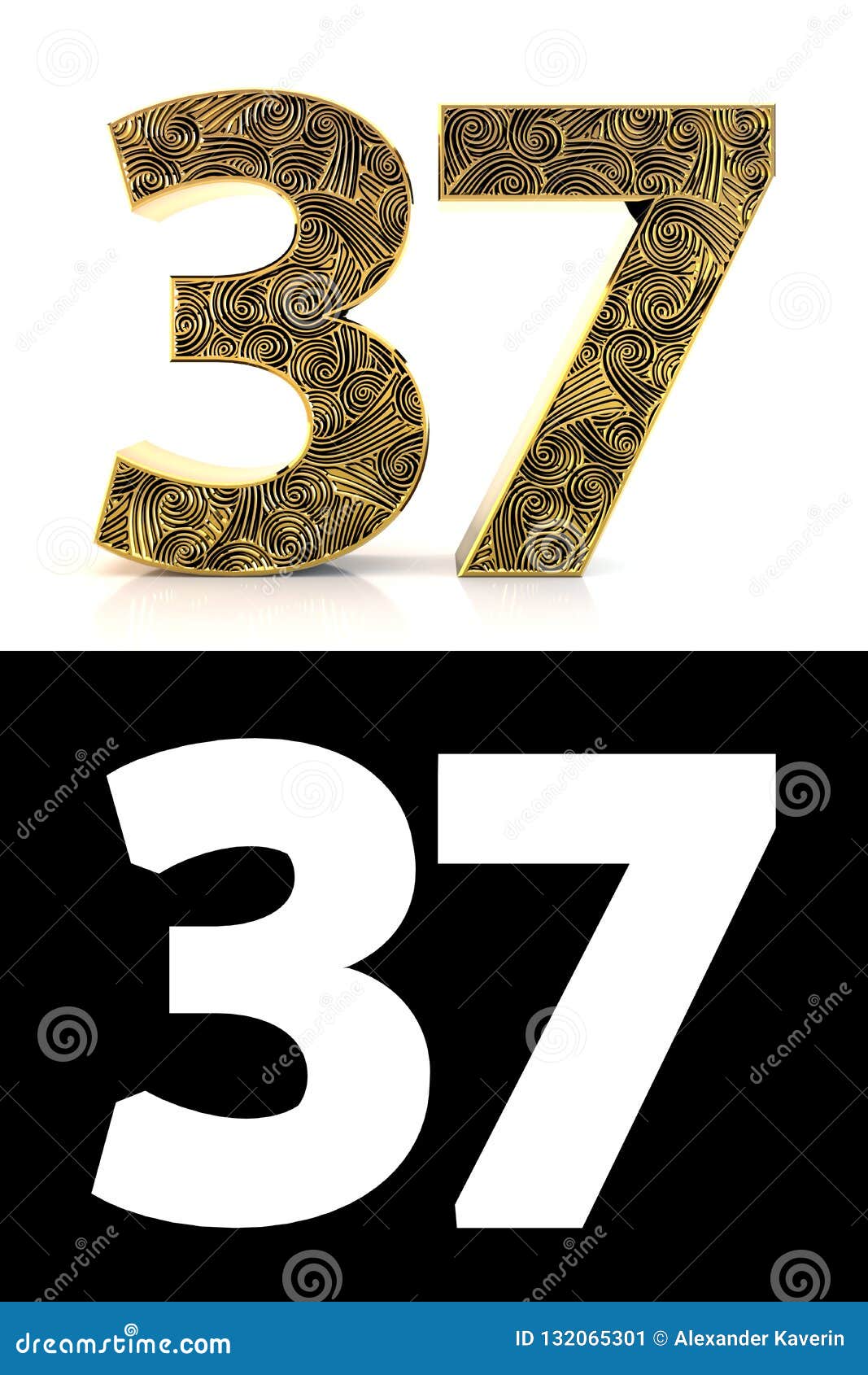 Nombre D'or Trente-sept Ans De Style Zentangle Illustration Stock ...