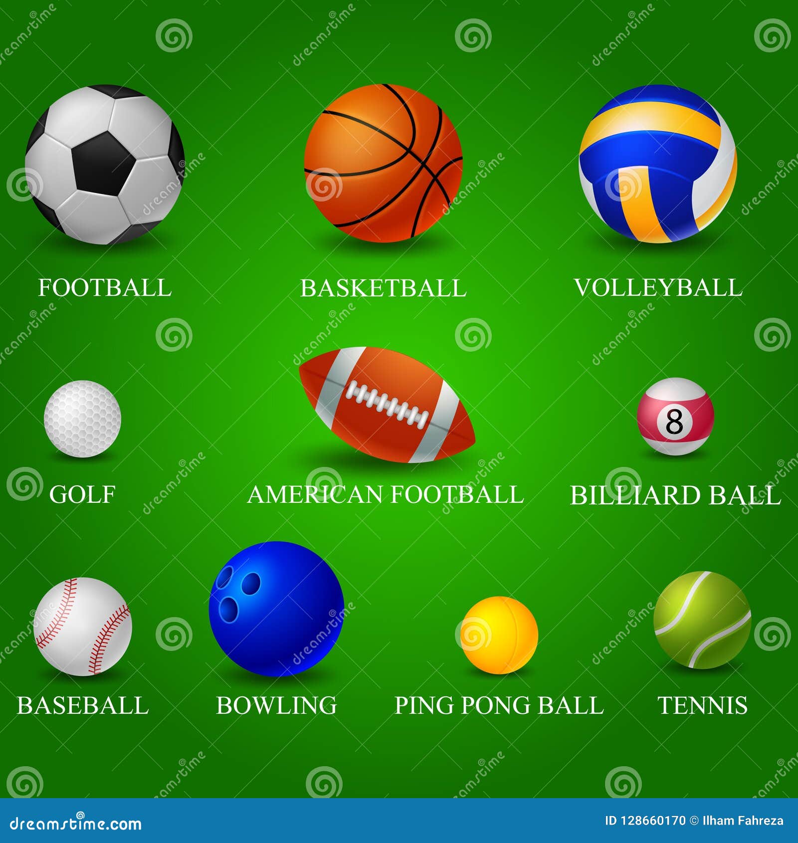 Nombre de las bolas ilustración del vector. Ilustración de golf - 128660170
