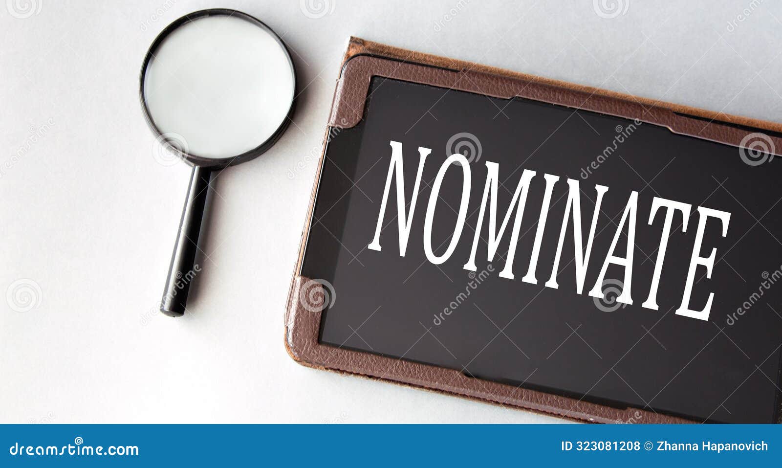 NOMINATE - Word in Electronic Notebook on White Background with ...