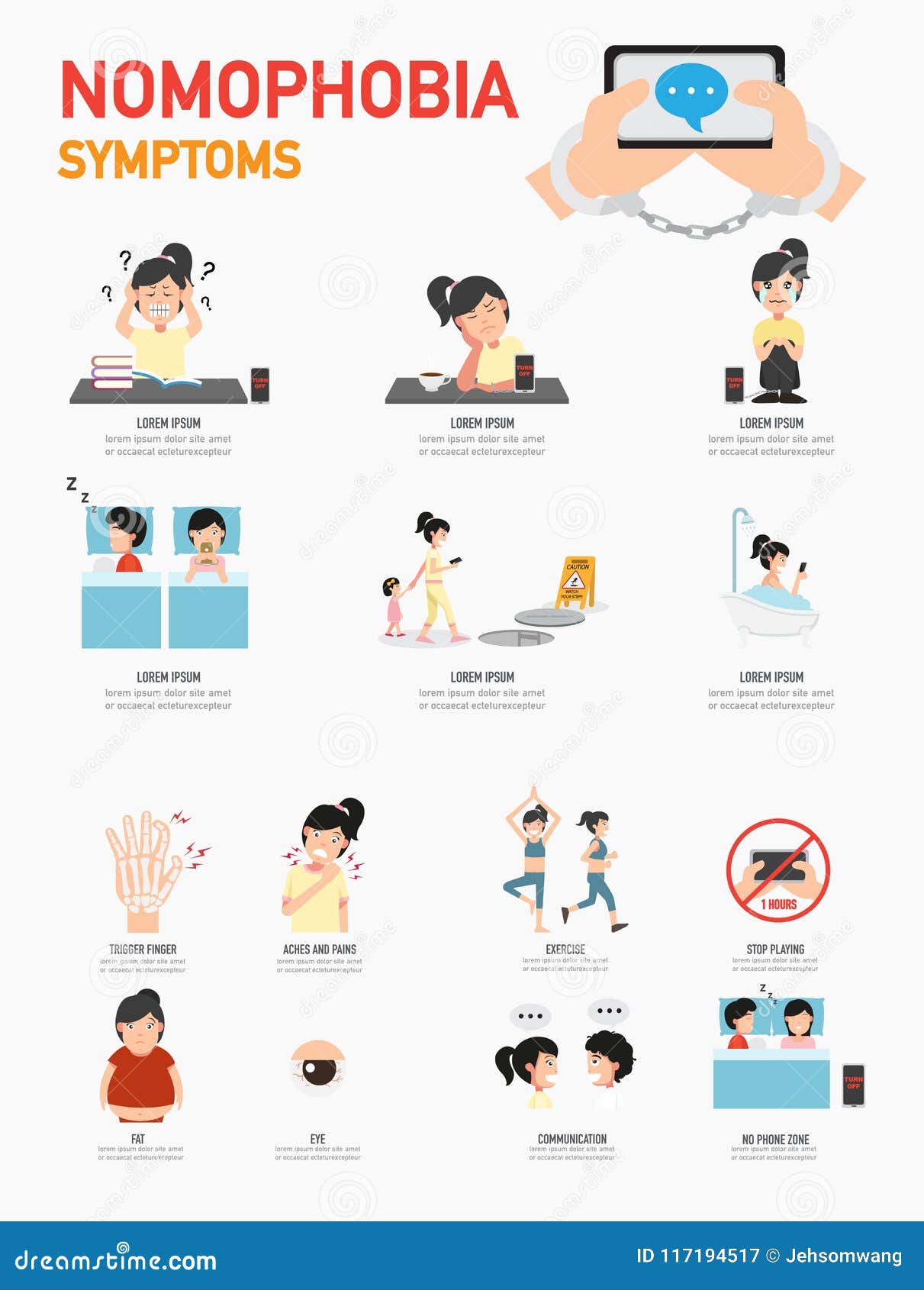 Nomophobia Symptoms Infographic Stock Vector - Illustration of design ...