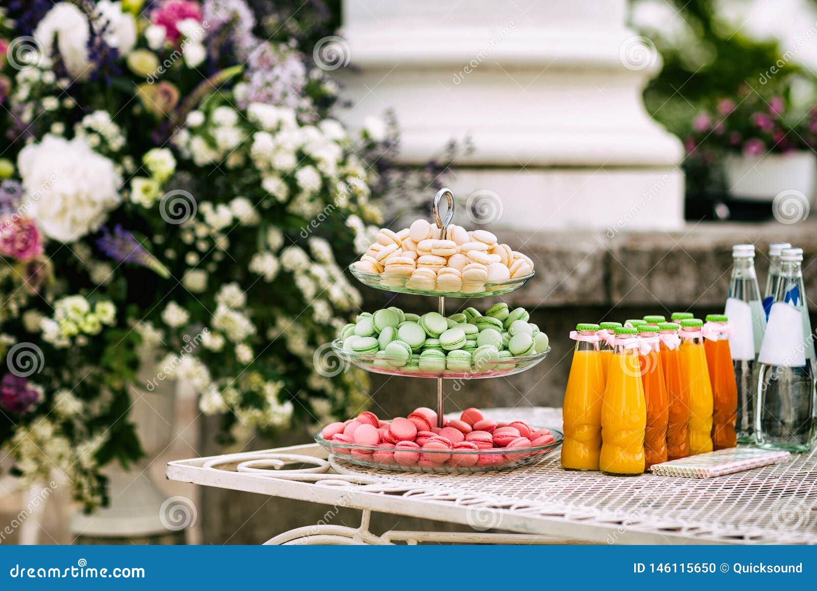 Refreshment Table for an Outdoor Reception Stock Photo - Image of ...