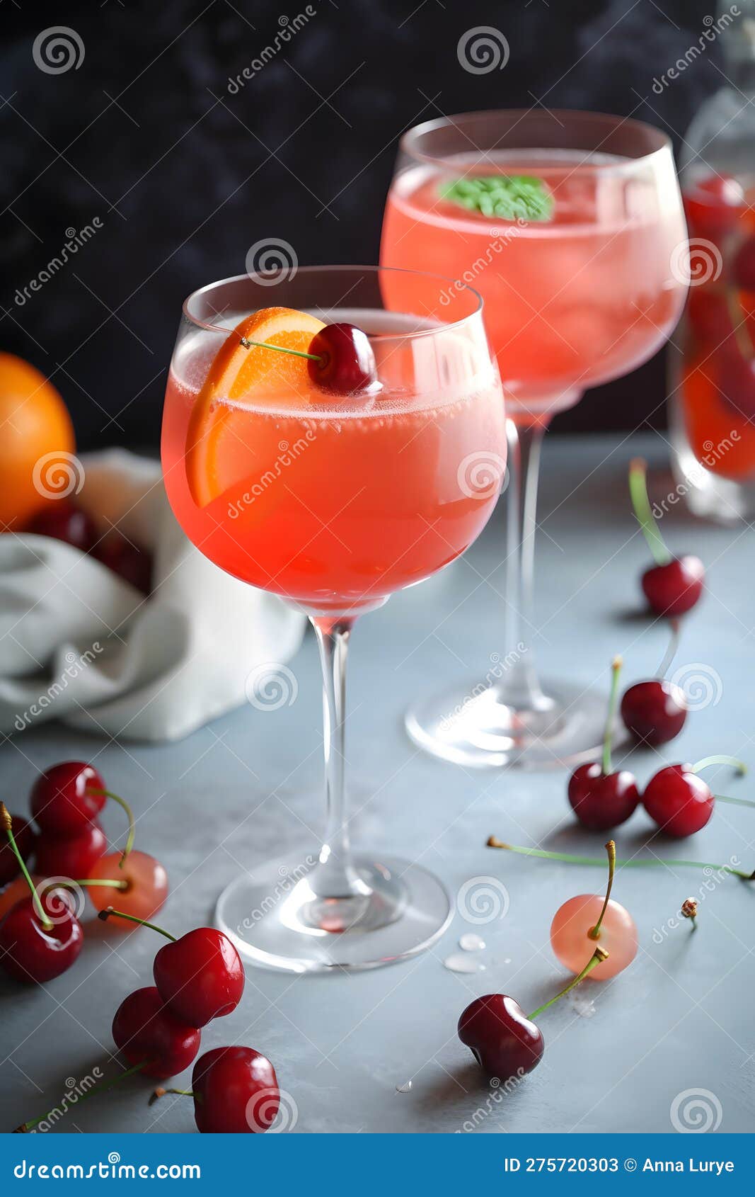 Non-alcoholic Summer Cocktail With Ice In Glass On A Dark Background ...