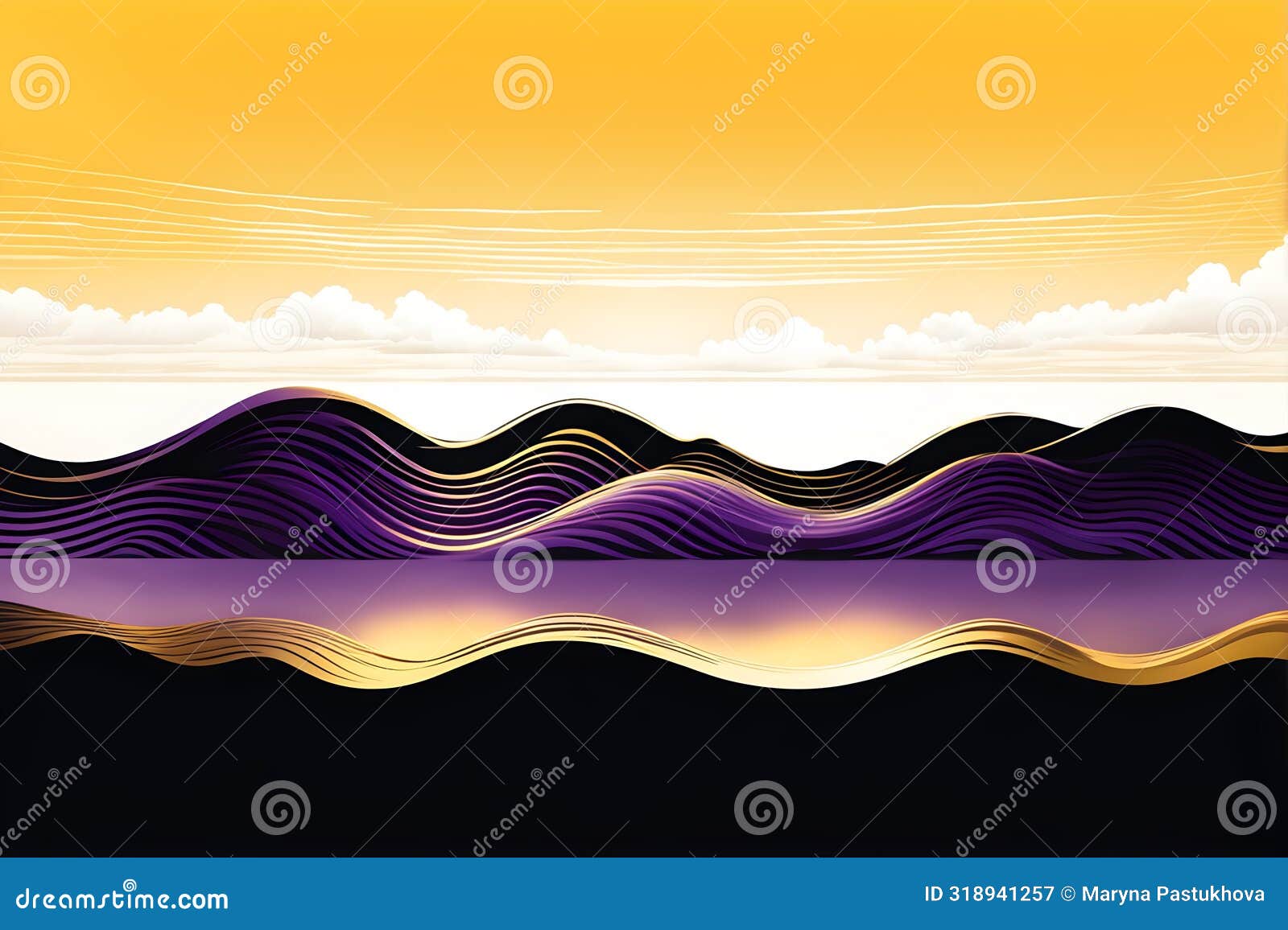 Non-binary Flag Embodied in Abstract Seascape, Horizontal Waves Yellow ...
