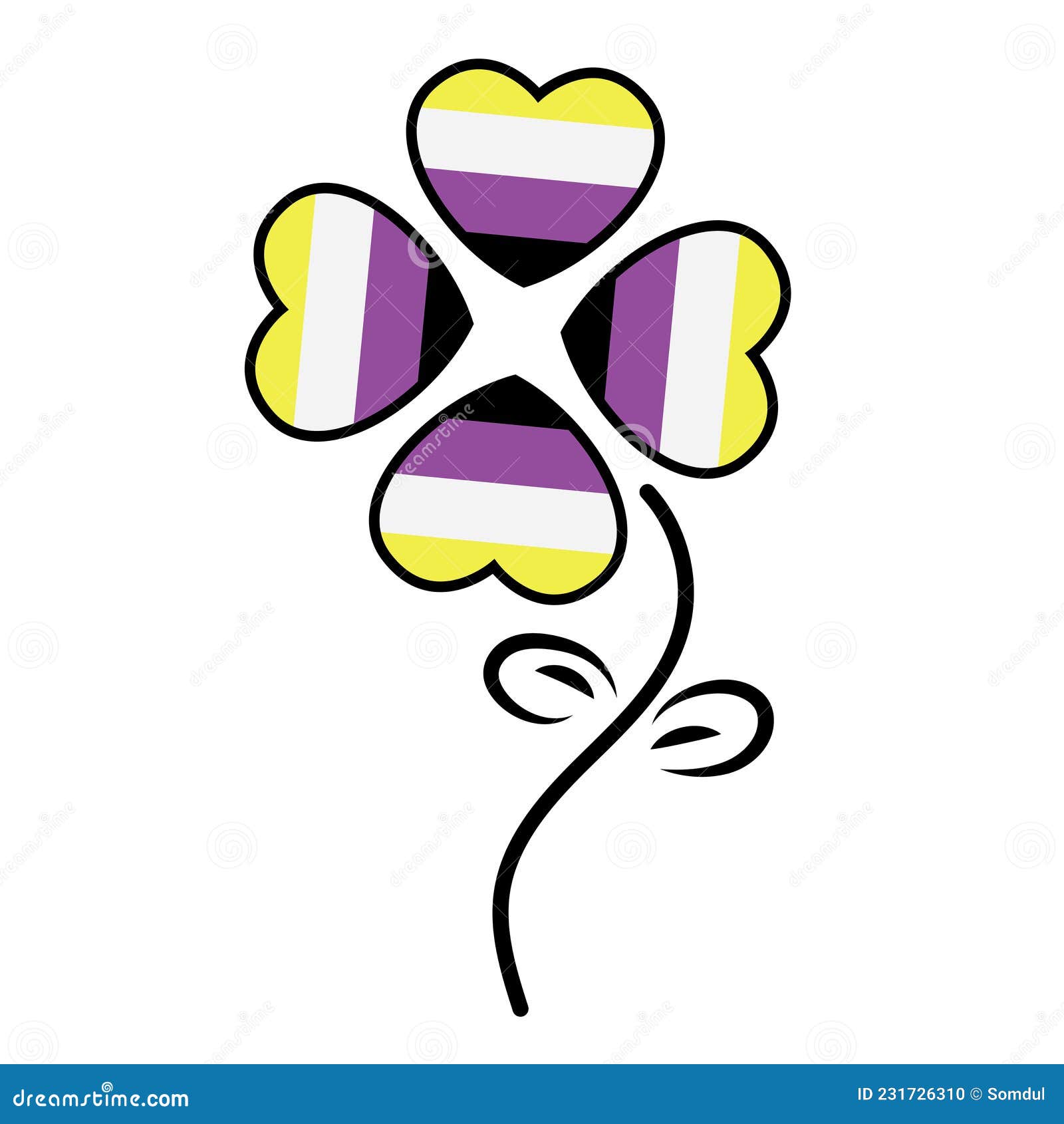 Non-binary Flower Concept, Arranged Heart Shape As Flower, Graphic Flat ...
