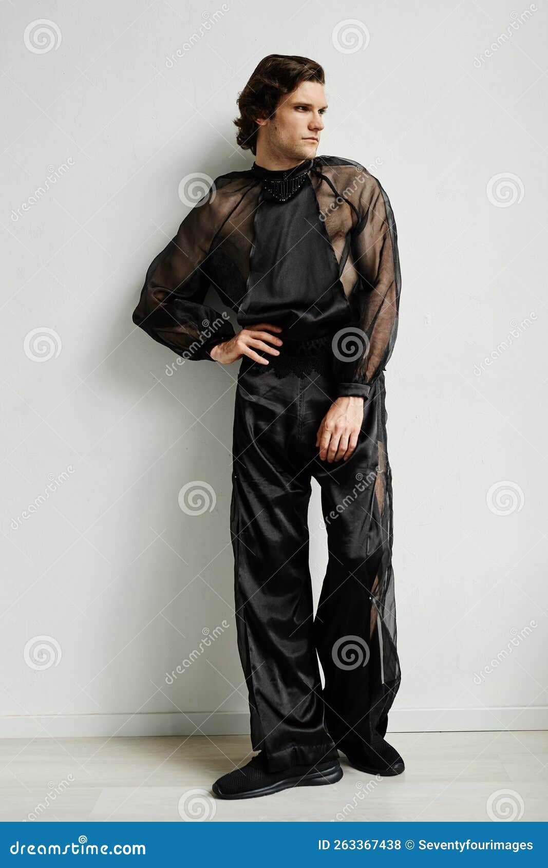 Non Binary Man Posing Against White in Studio Stock Photo - Image of ...