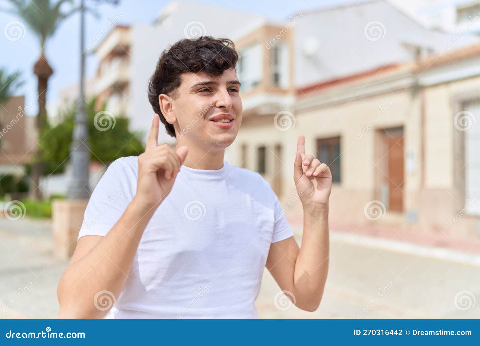 Non Binary Man Smiling Confident Speaking at Park Stock Photo - Image ...