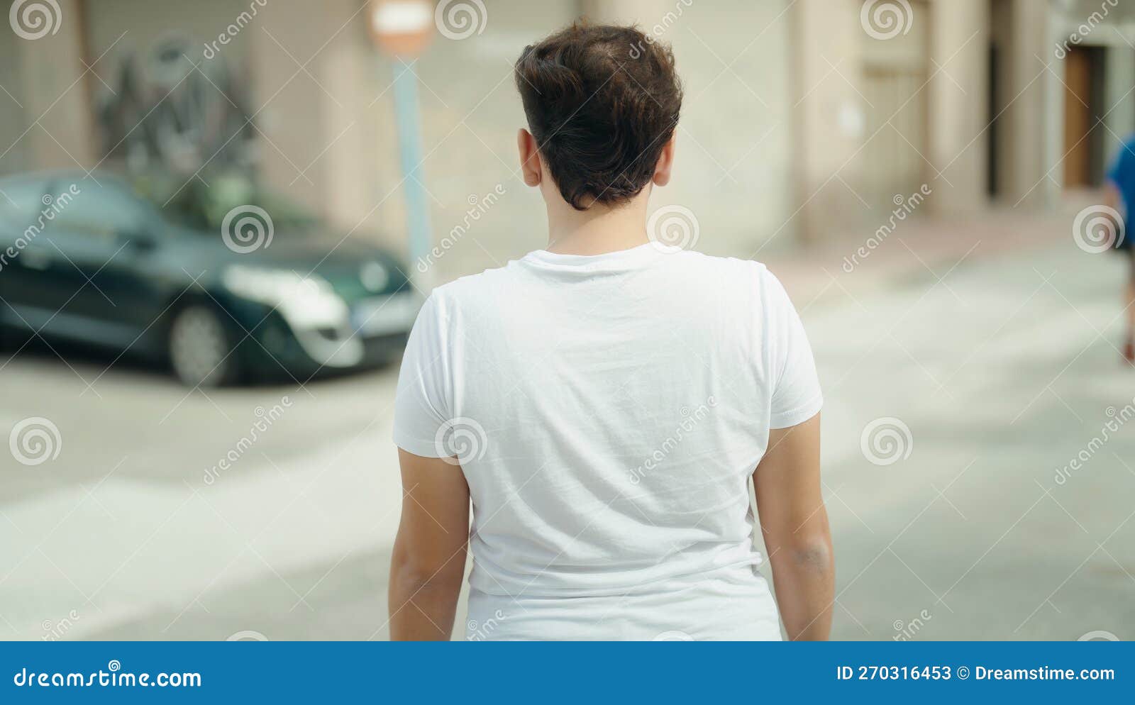 Non Binary Man Standing on Back View at Street Stock Image - Image of ...