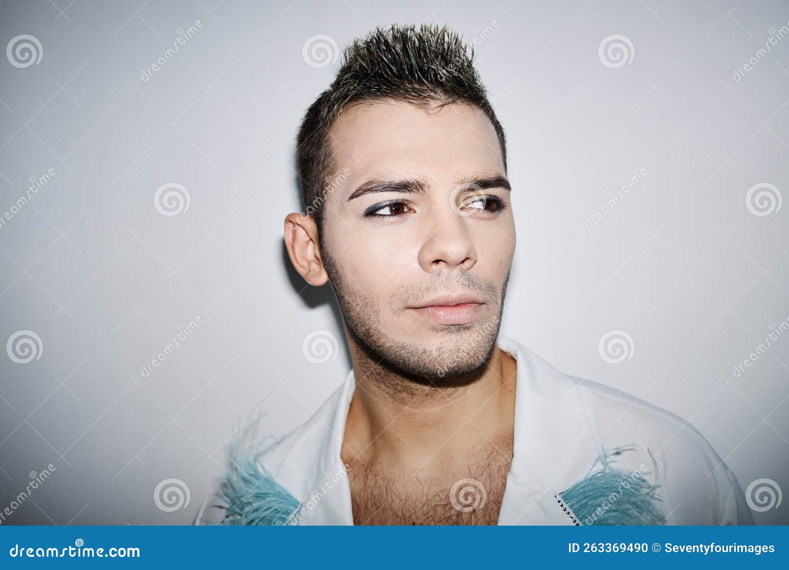 Non Binary Man Wearing Makeup at Party Stock Photo - Image of ...