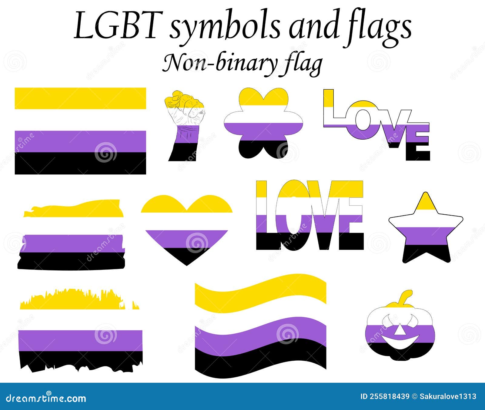 Non Binary Pride Flag Symbol Of Lgbt Community Vector Flag Sexual