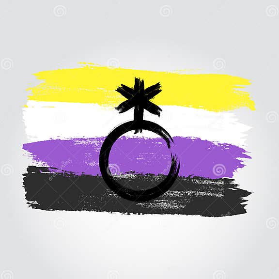 Non-binary Pride Flag in a Form of Brush Stroke with Nonbinary S Stock ...