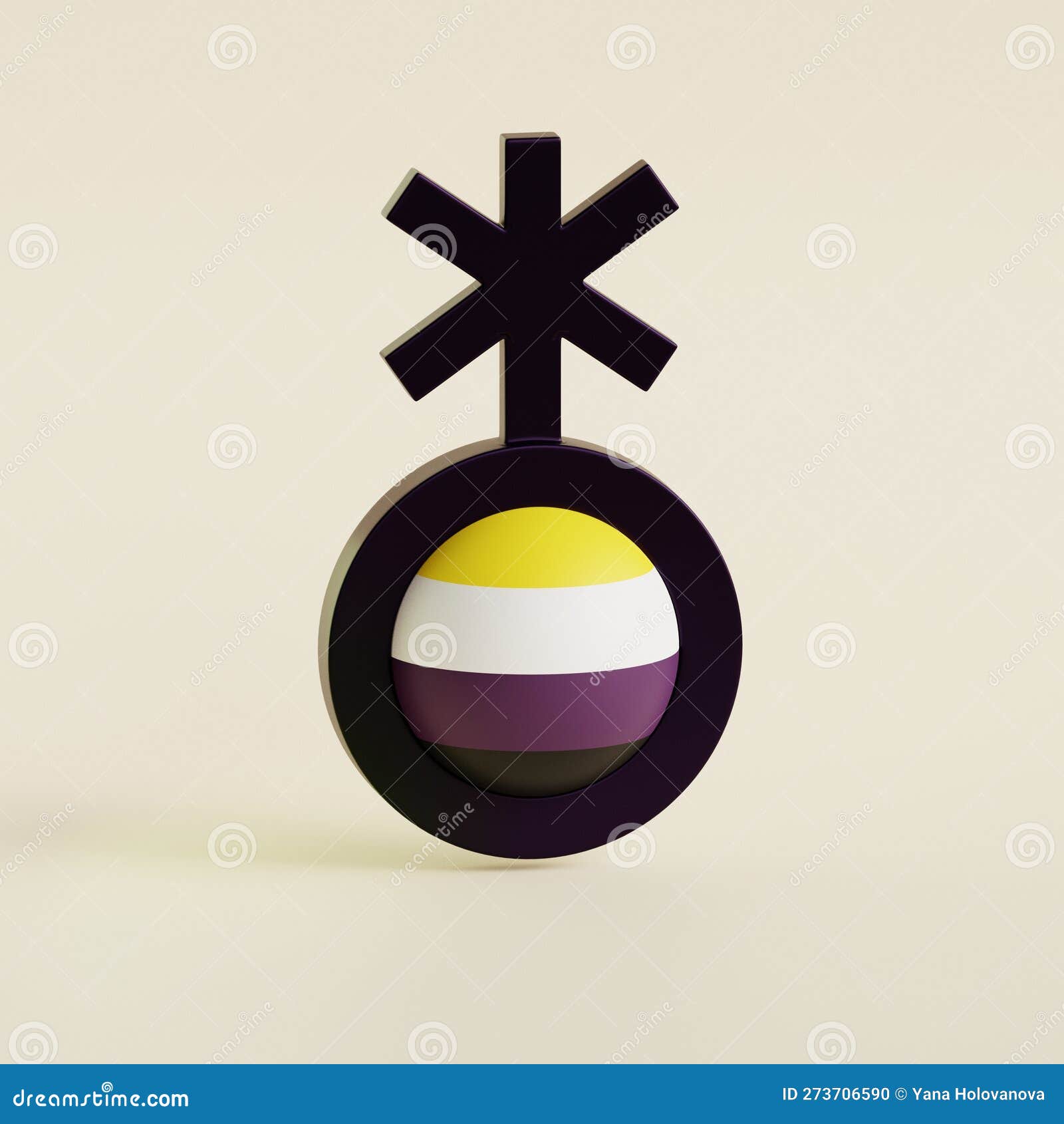Non Binary Pride Flag In A Form Of Nonbinary Symbol Yellow White