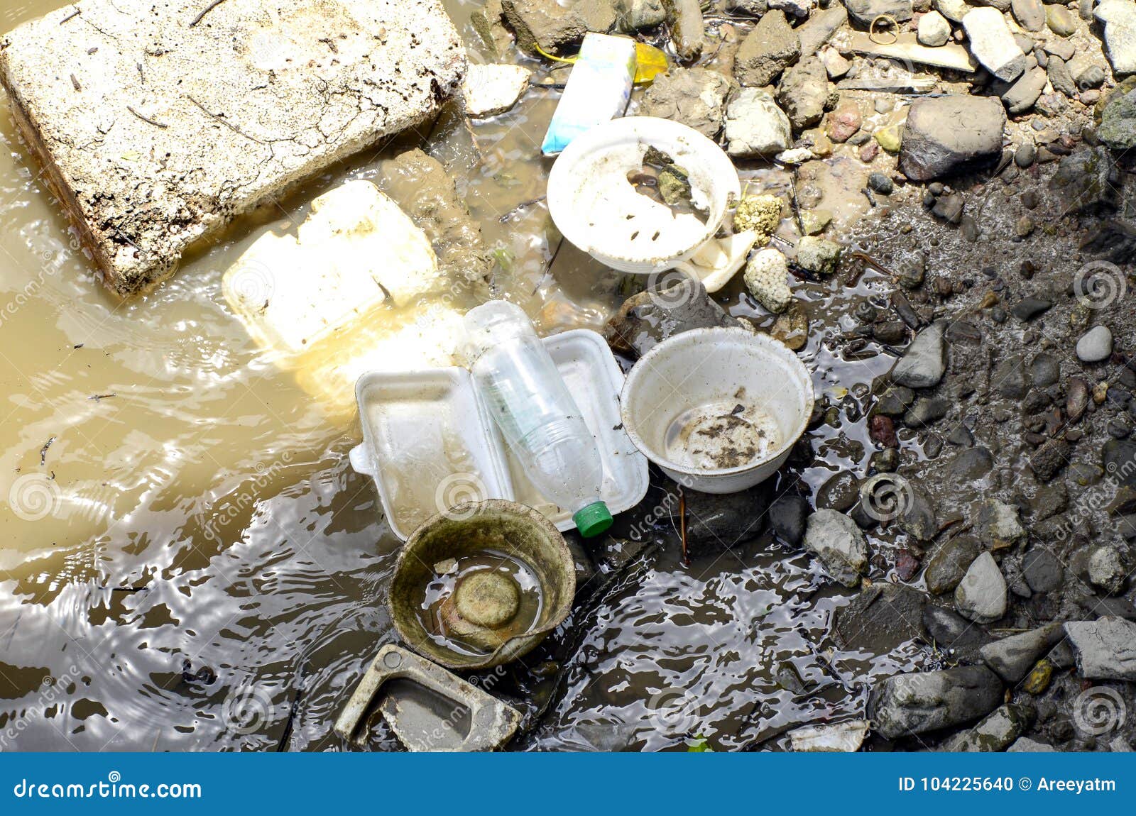 Non-biodegradable Waste in Water Source. Stock Photo - Image of ...