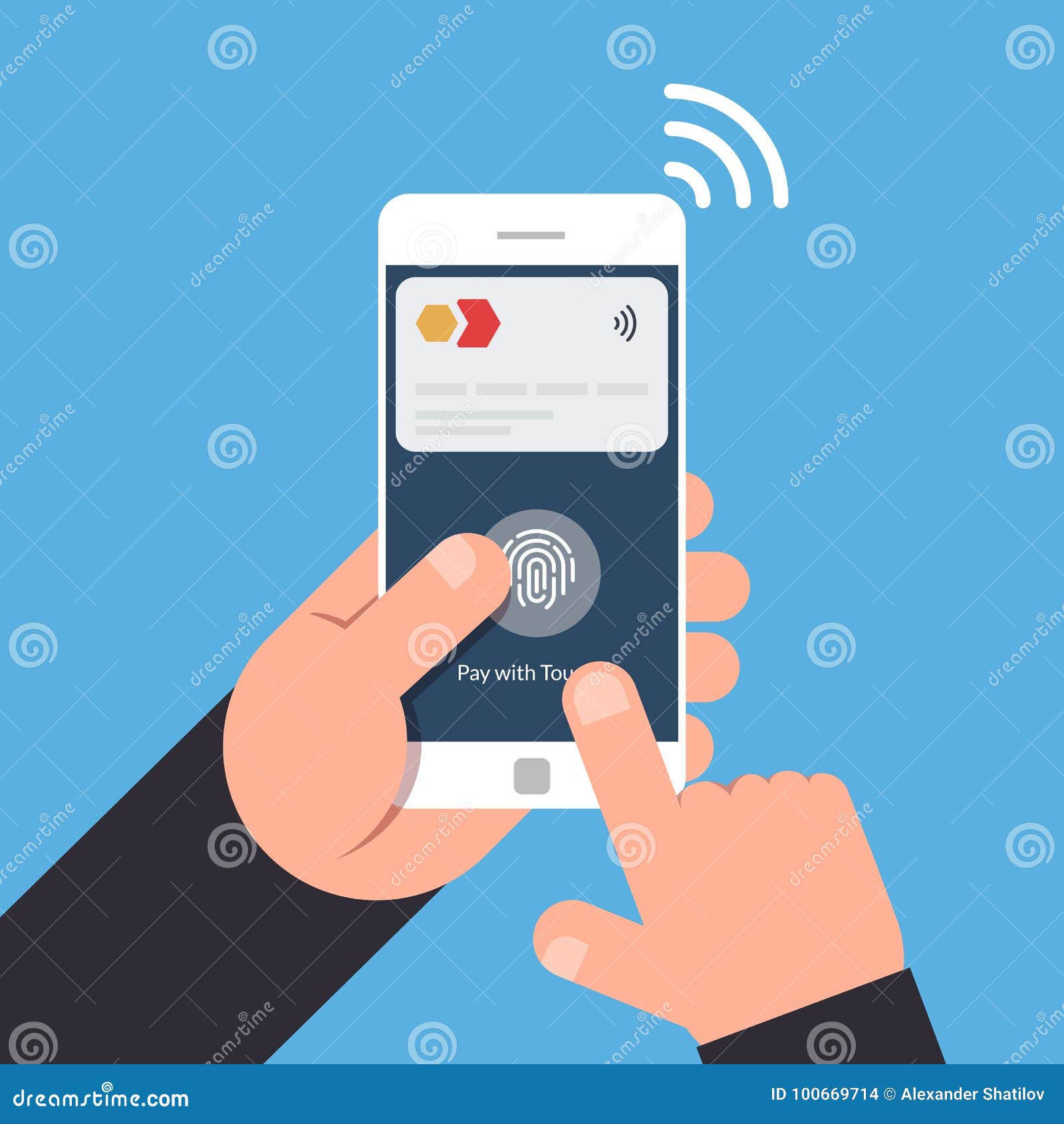 Non-contact Payment Method Using a Mobile Phone. NFC Stock Vector ...