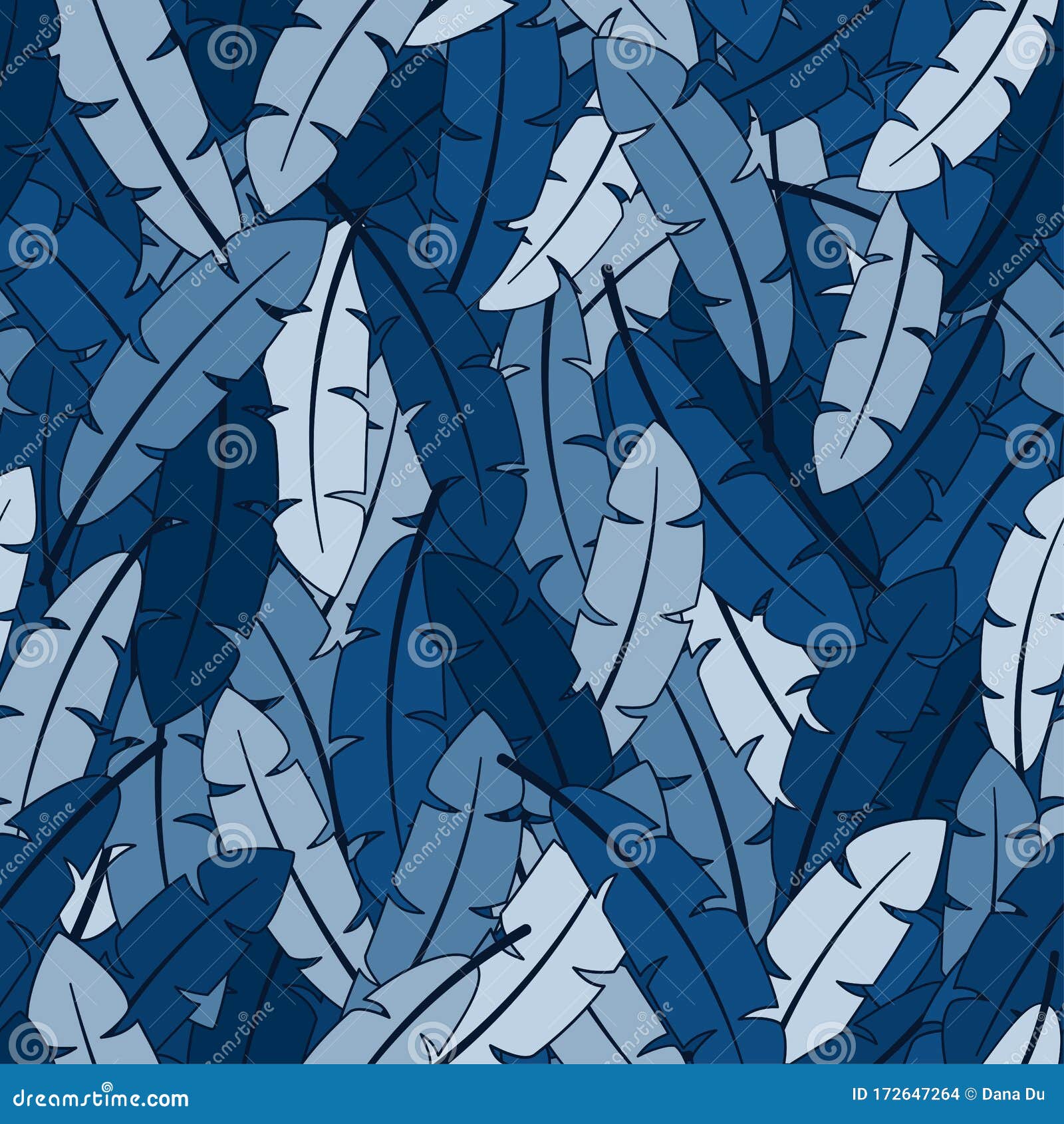 Classic Blue Random Feathers Pattern Stock Vector - Illustration of ...