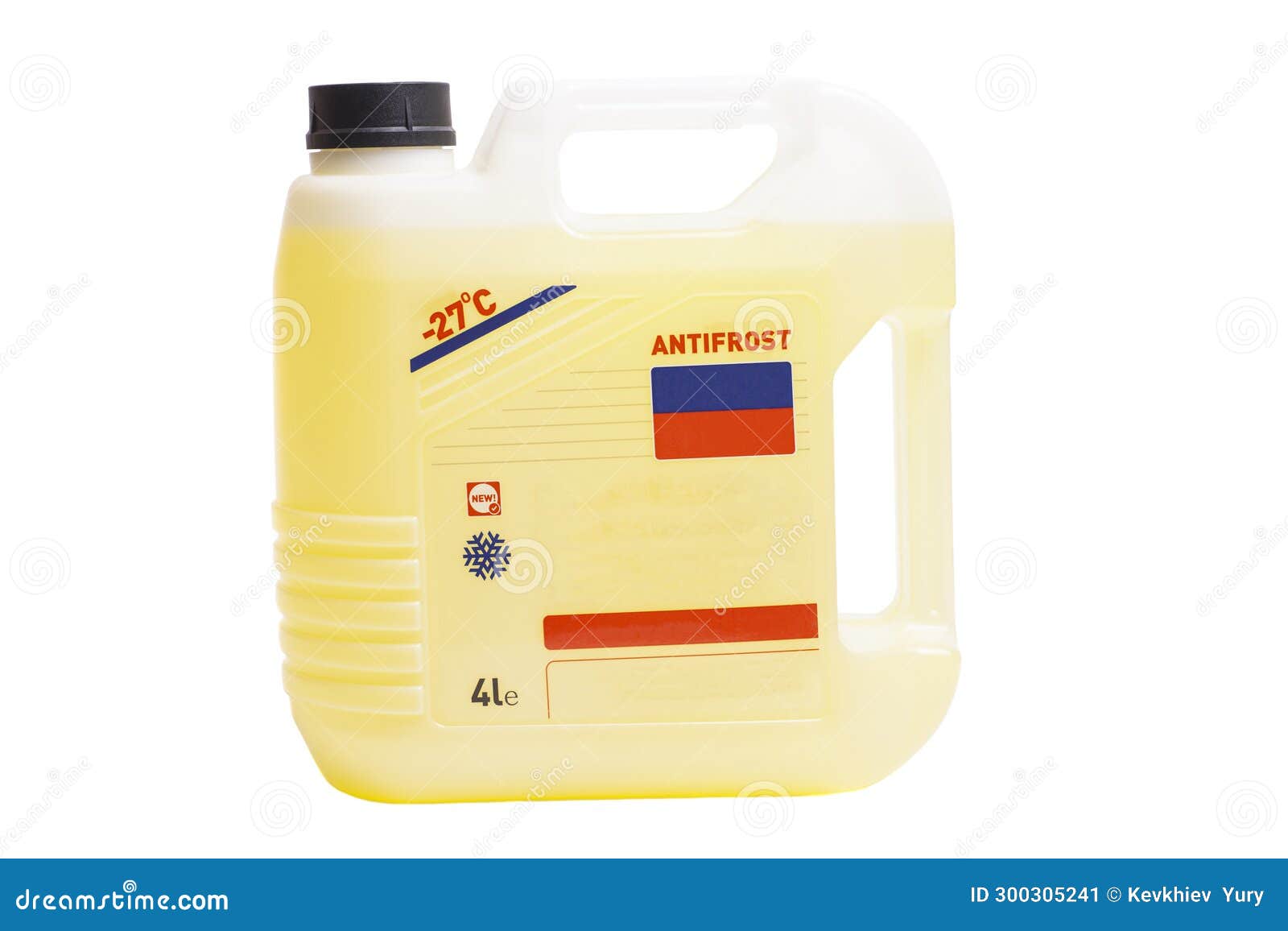 Can With Non-freezing Liquid, Isolated On White. Blue Antifreeze Liquid ...