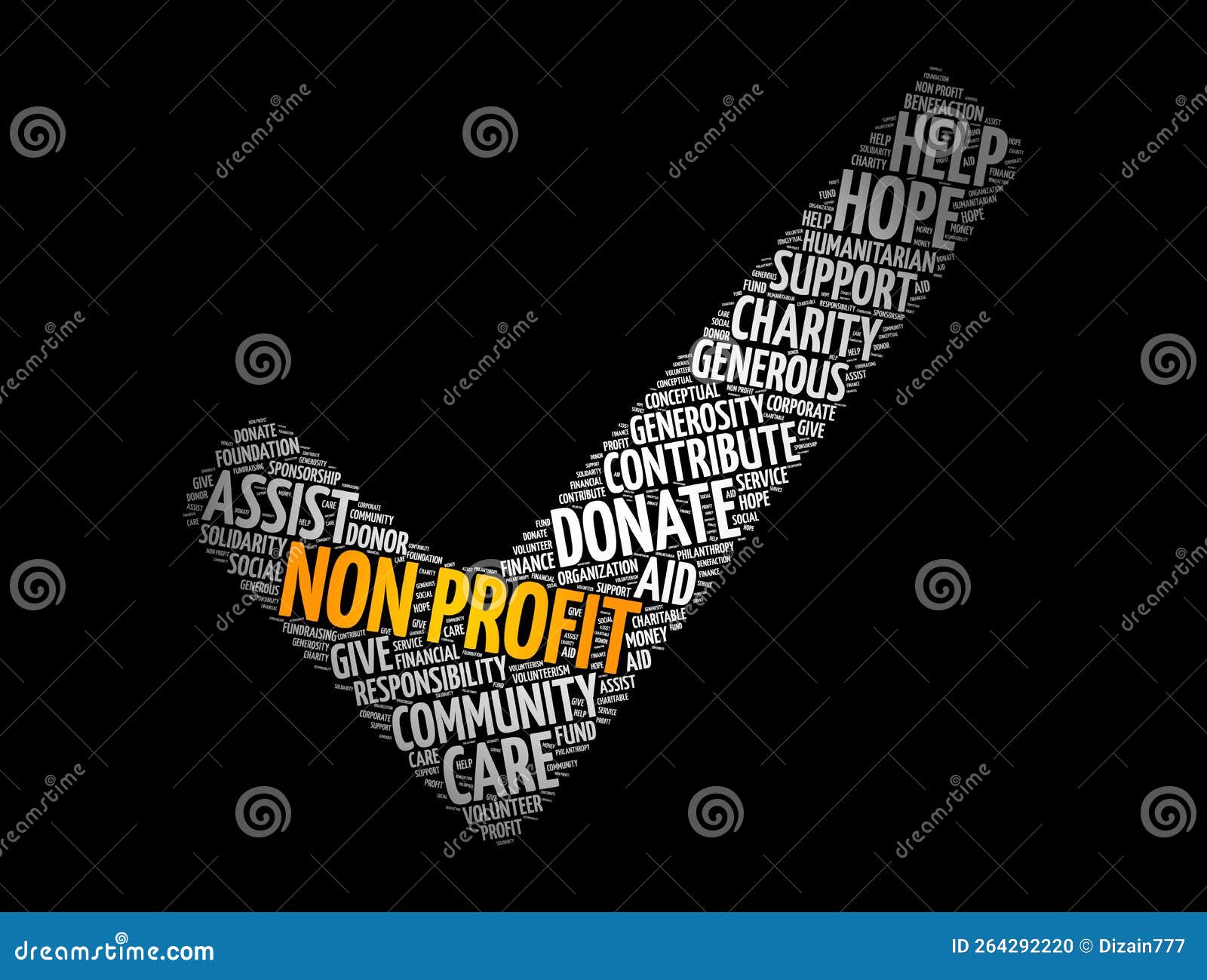 Non Profit Check Mark Word Cloud, Social Concept Background Stock ...