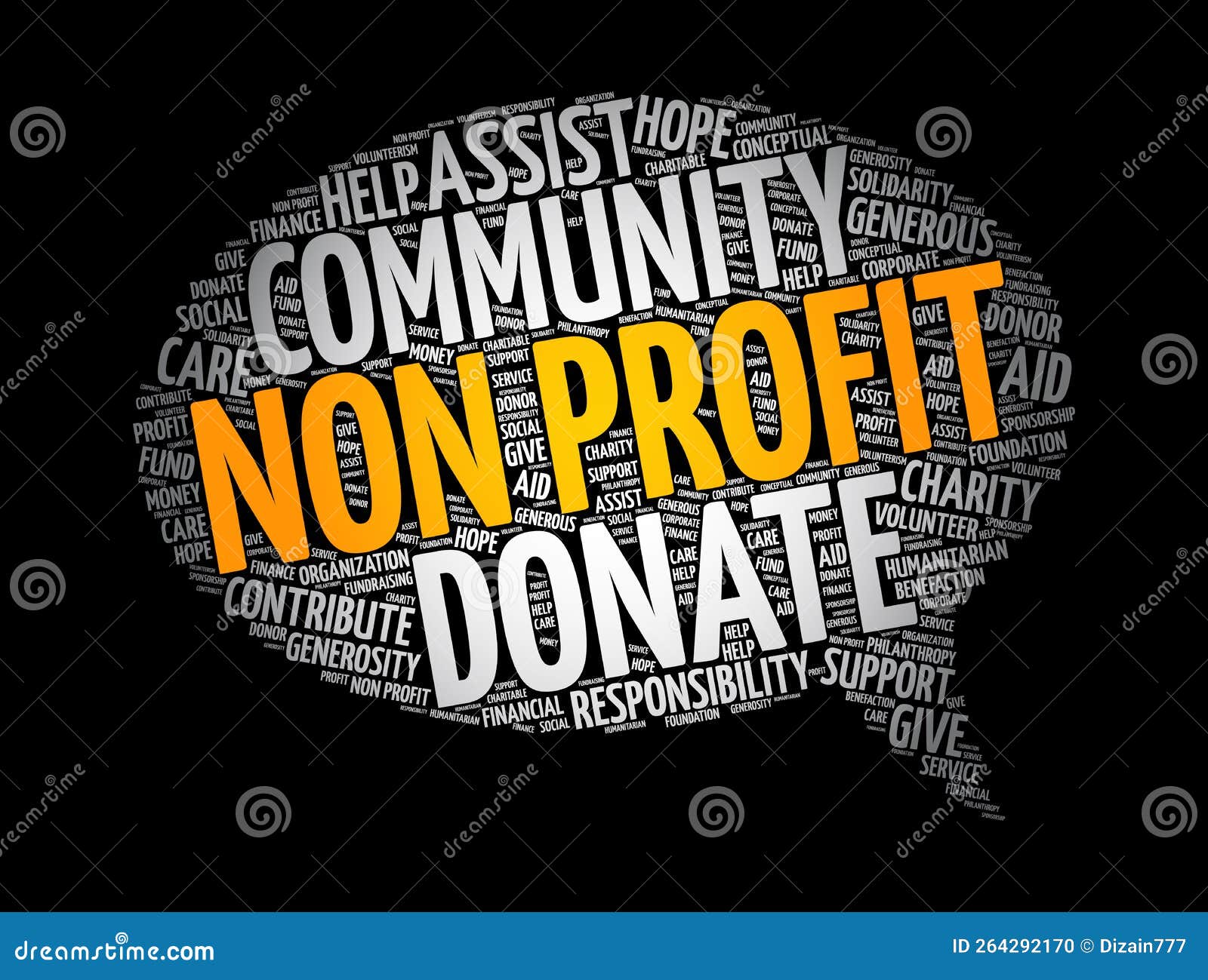 Non Profit Message Bubble Word Cloud, Social Concept Background Stock ...