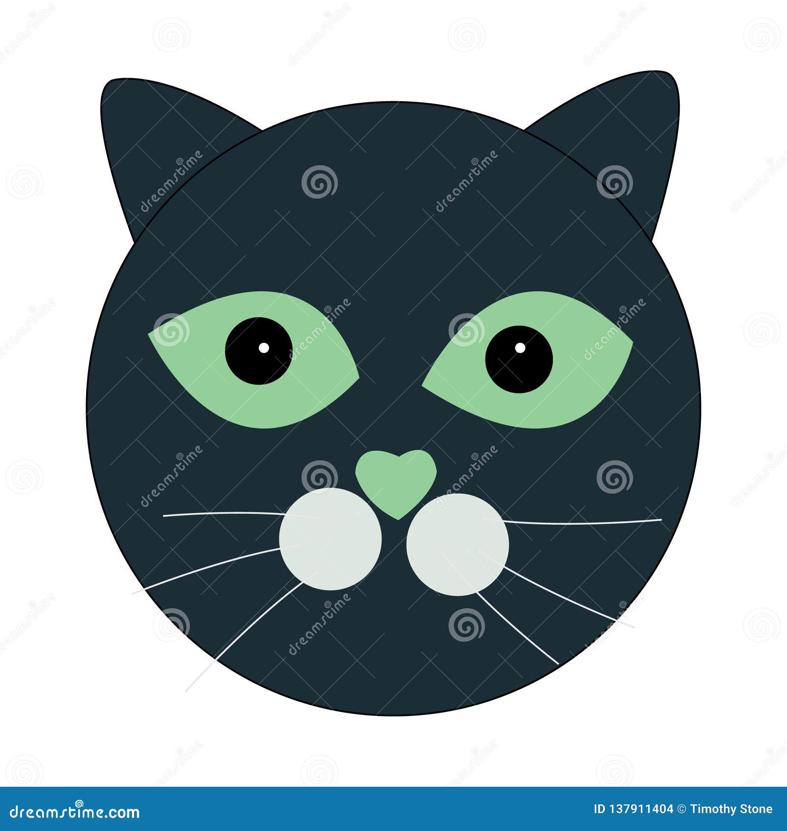 Cartoon Illustration of a Face of a Cat Stock Vector - Illustration of ...