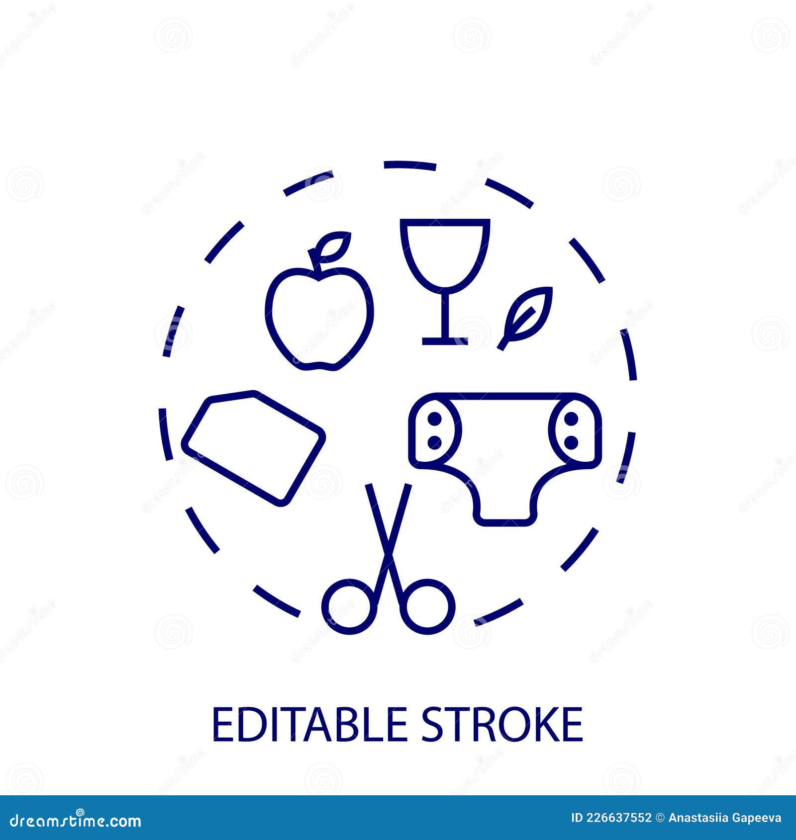 Non Recyclable and Recyclable Waste Concept Circle Icon. Types of ...