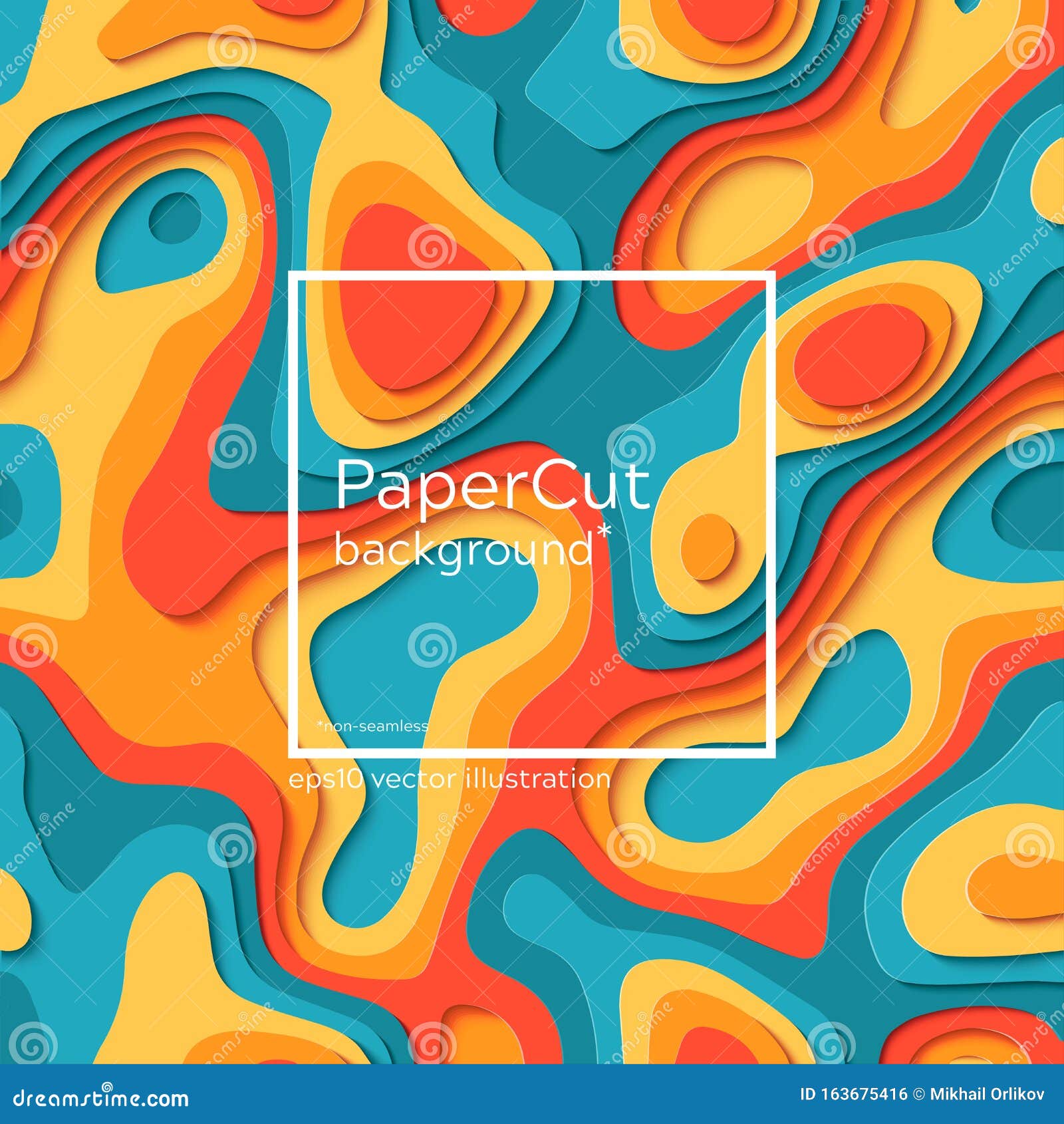 Non-seamless Mottled Futuristic Papercut Print. Vector Multi Colored ...