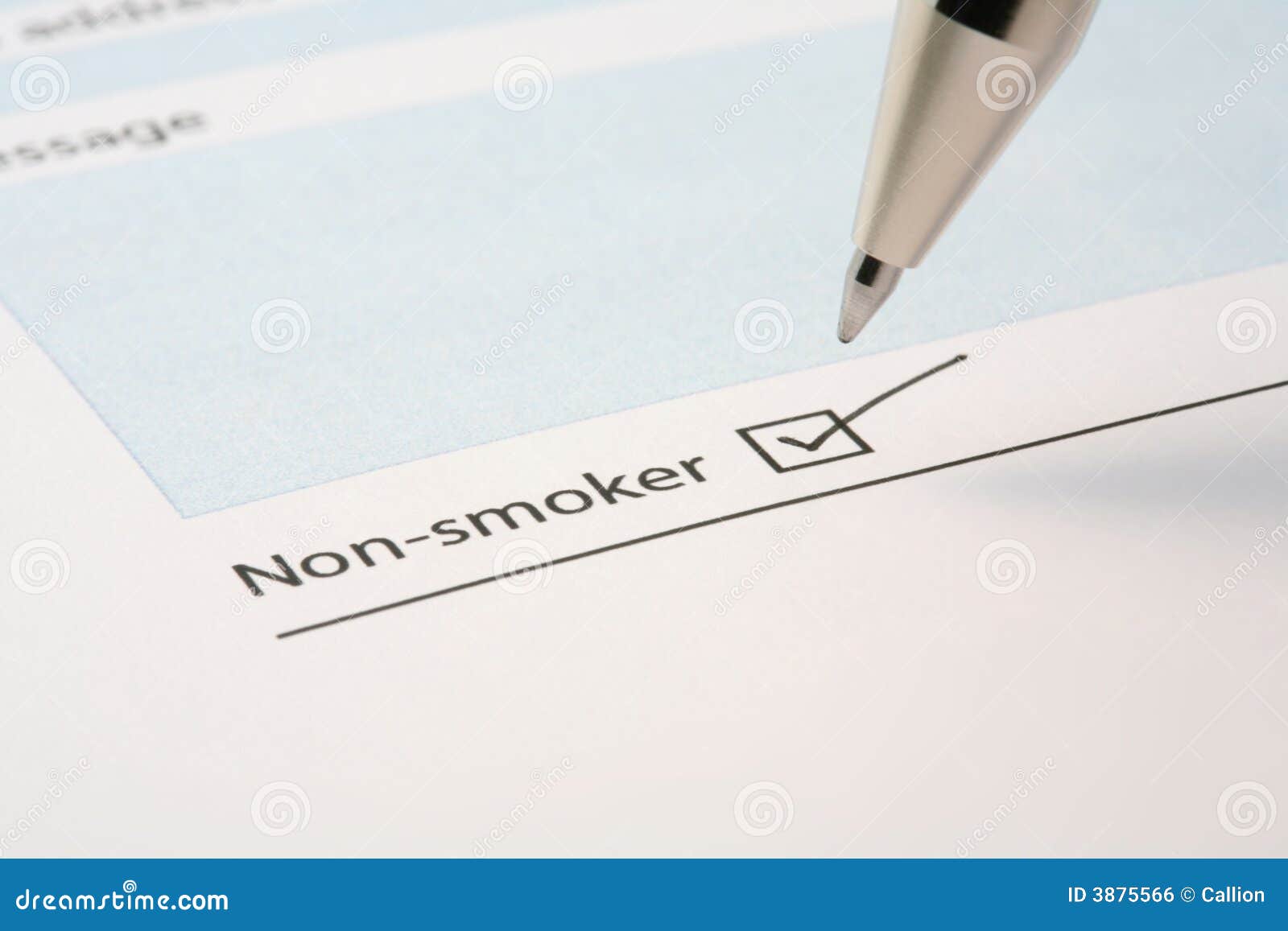 Non Smoker Tick Box on a Form Stock Photo - Image of check, lung: 3875566