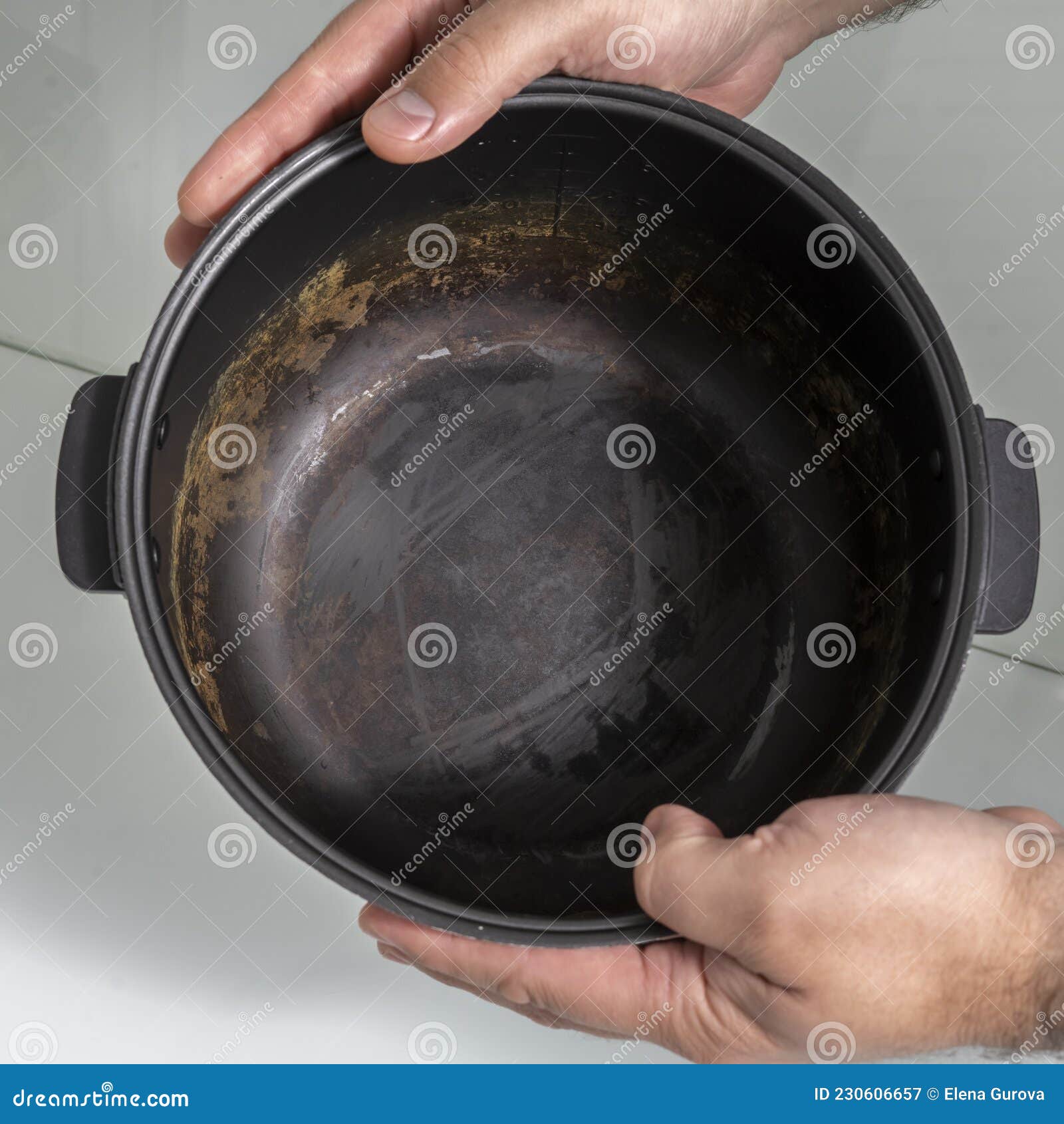 The Non-stick Coating of the Pan is Damaged Stock Image - Image of ...