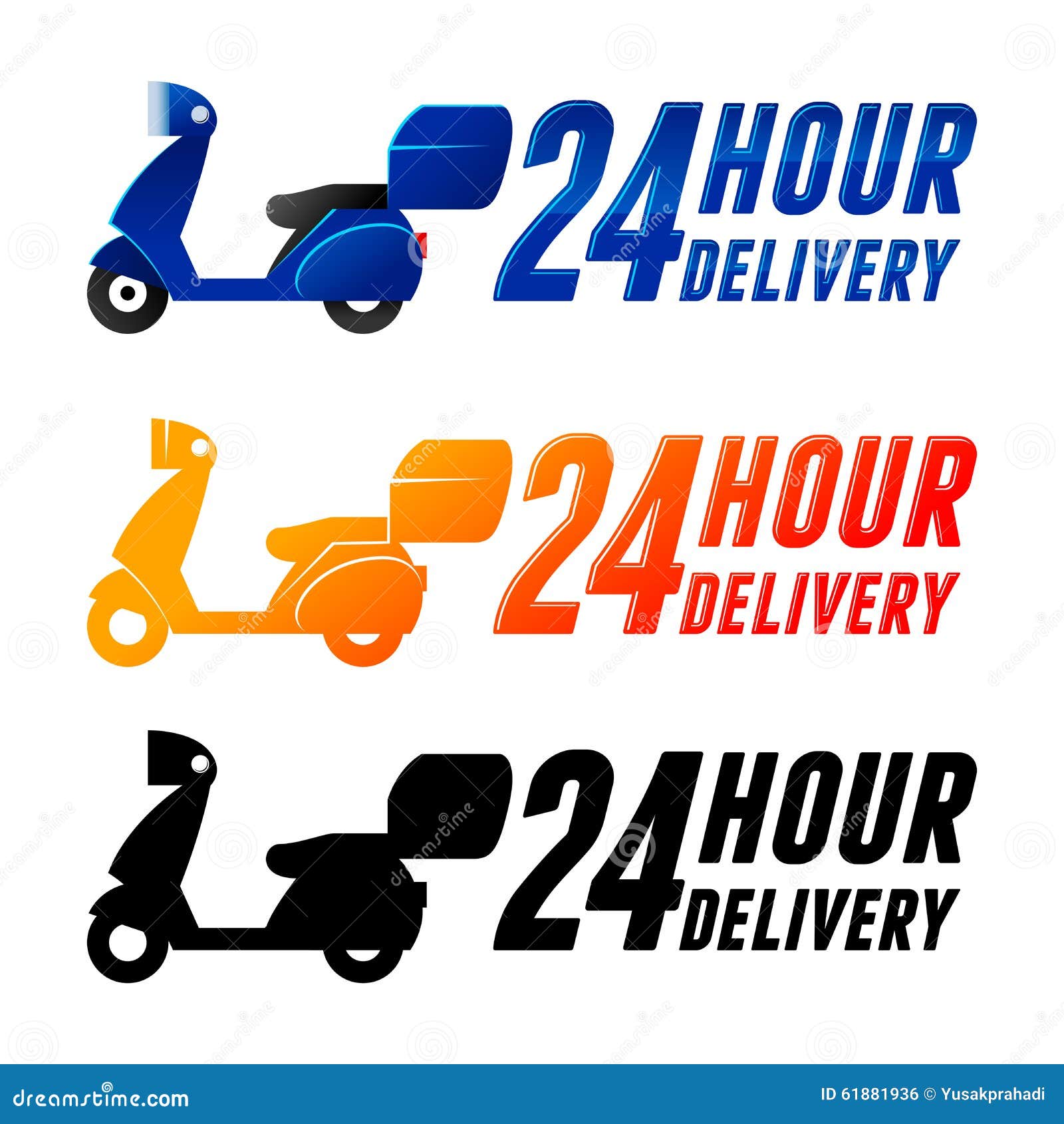 Non Stop Delivery Service with Scooter Stock Vector - Illustration of ...