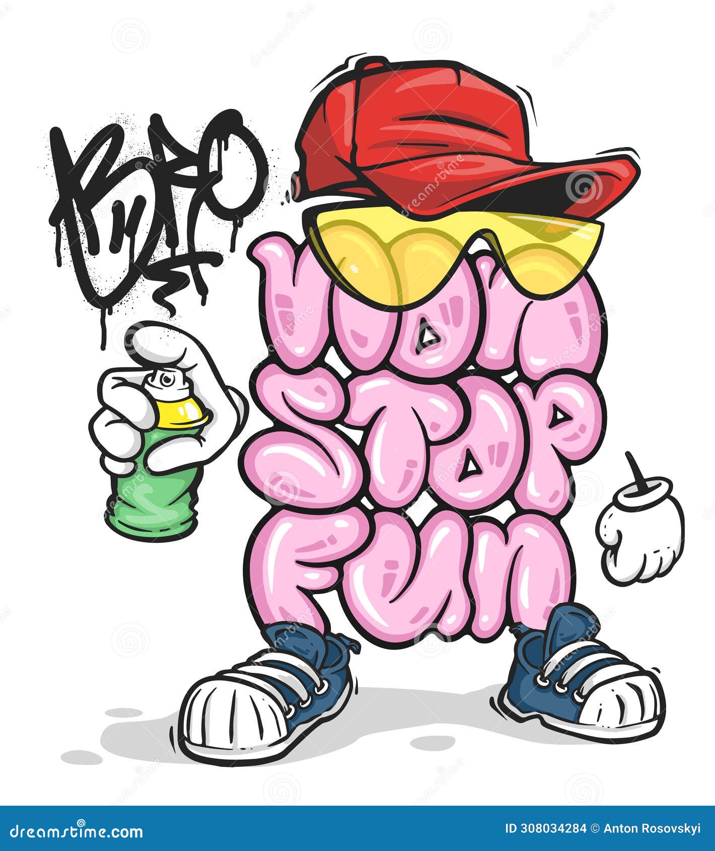 Non Stop Fun, Graffiti Bubble Slogan. Spray Graffiti Street Art Stock ...