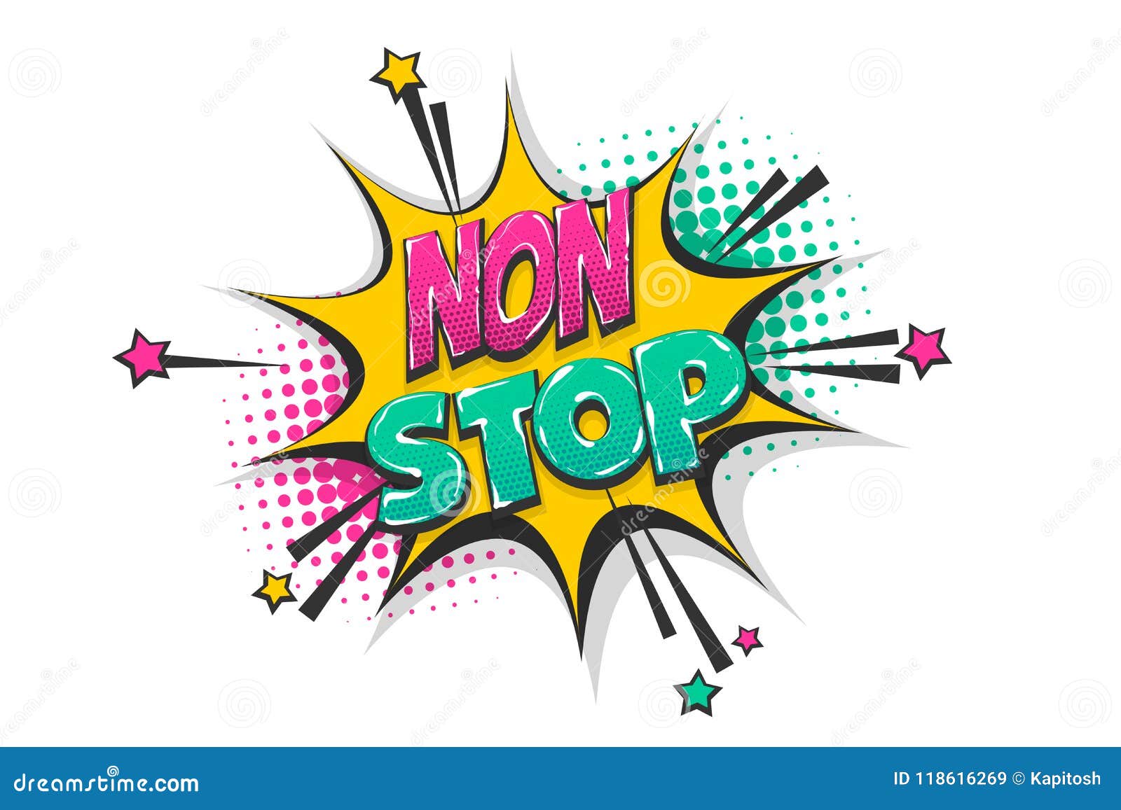 Non Stop Pop Art Comic Book Text Speech Bubble Stock Vector ...