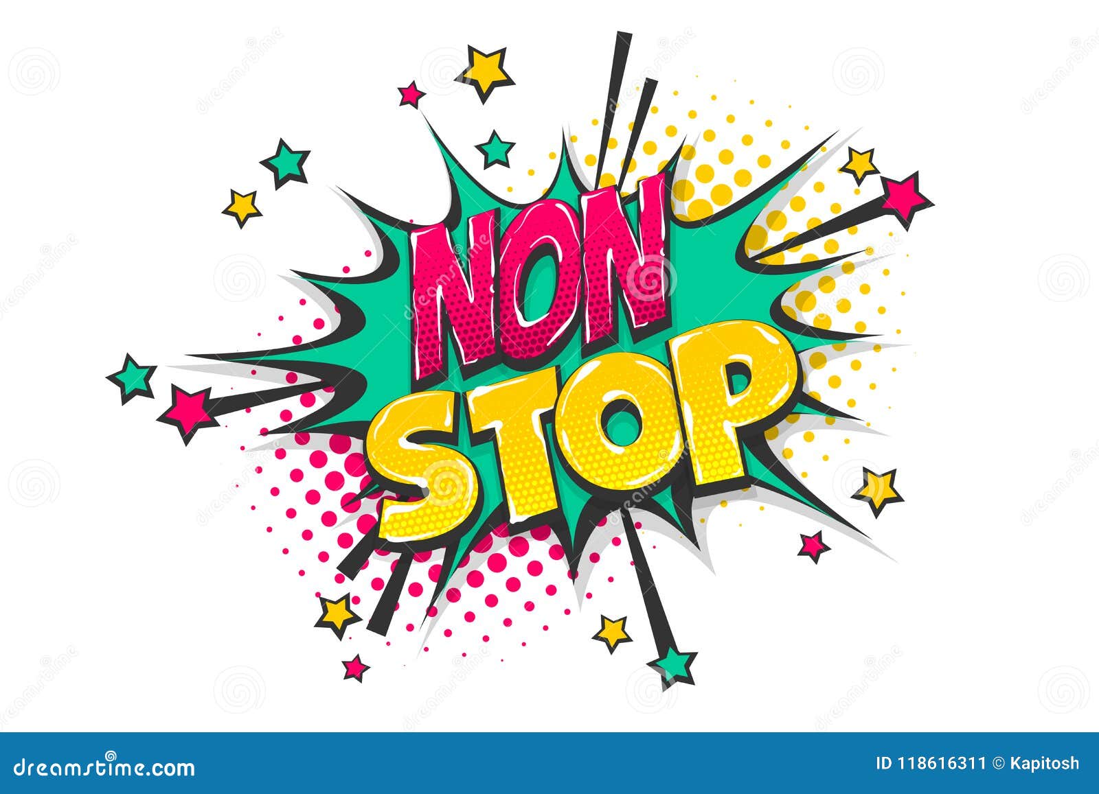 Non Stop Pop Art Comic Book Text Speech Bubble Stock Vector ...
