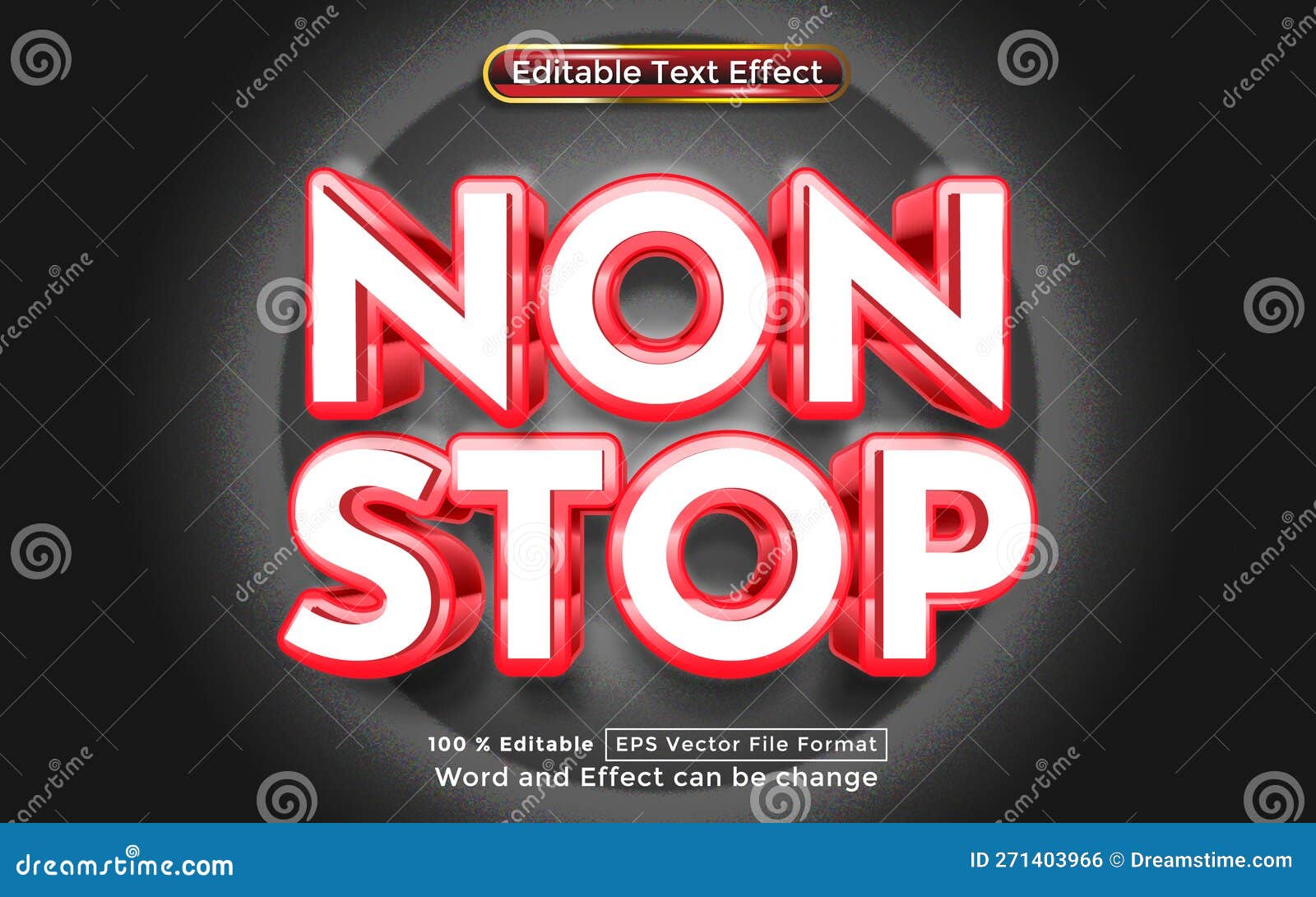 Non Stop Text Editable Vector Text Effect Stock Vector - Illustration ...